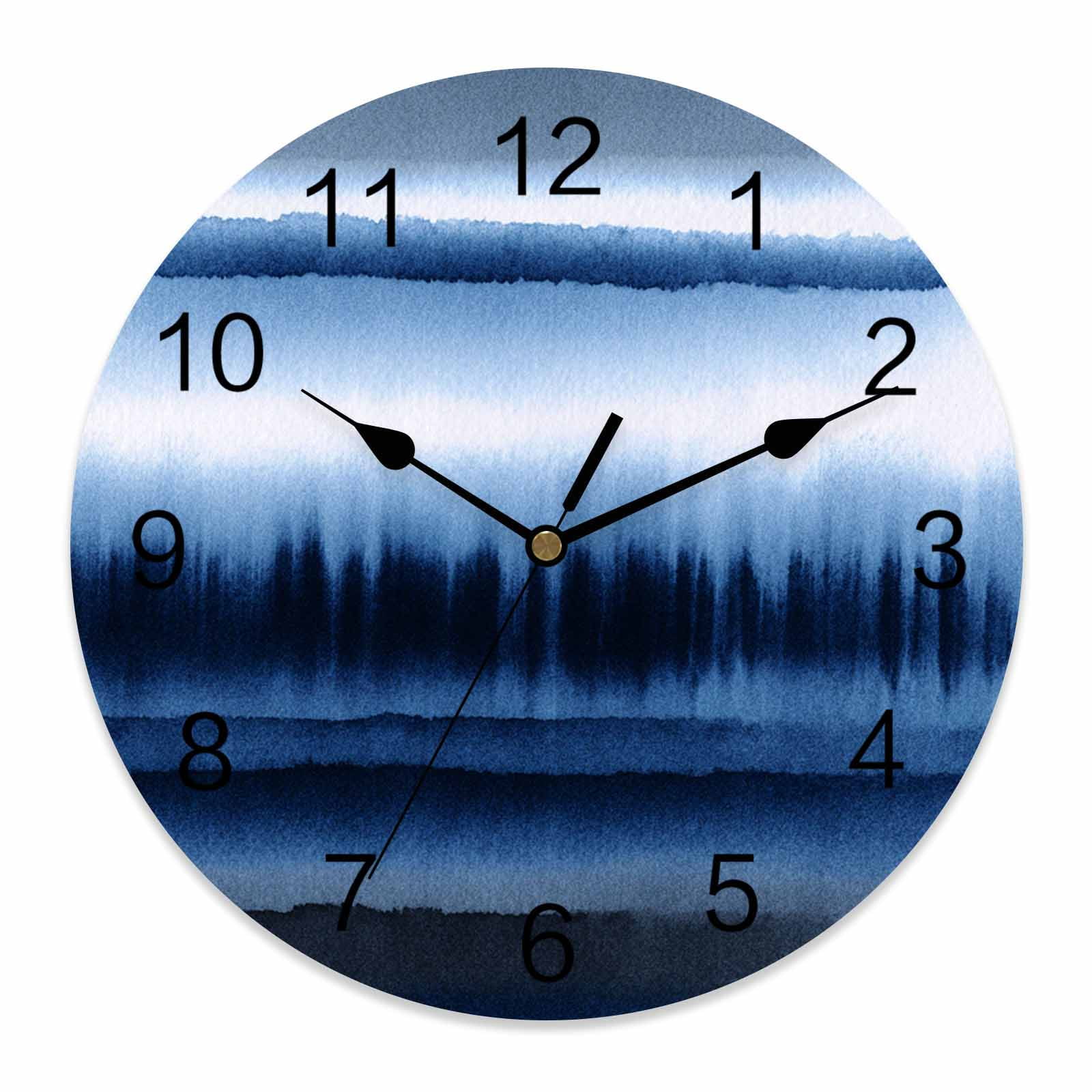 Wall Clock Abstract Art Waves Clocks PVC Silent Non-Ticking Battery ...