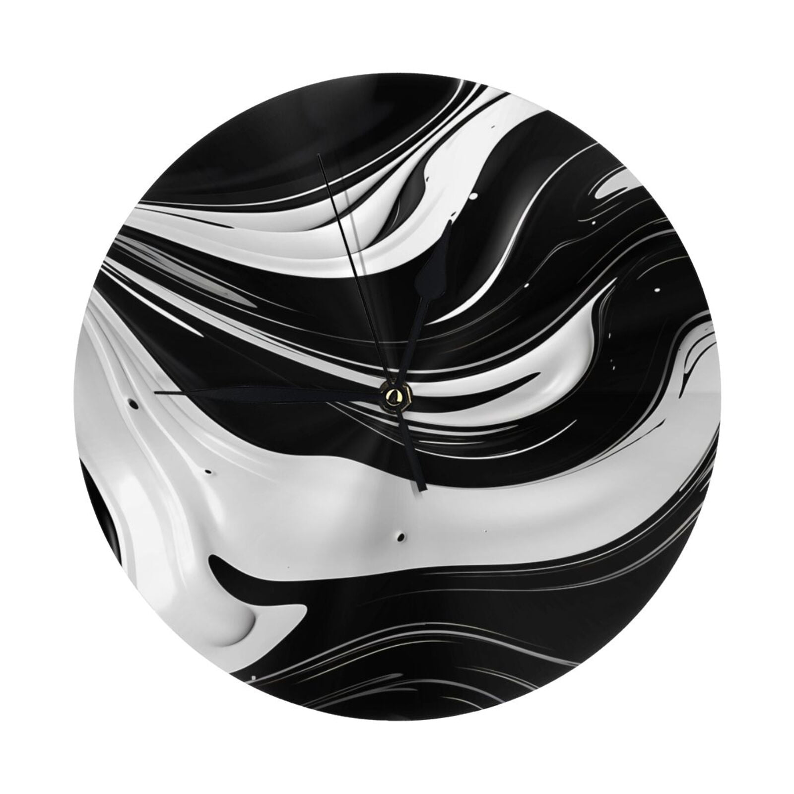 Wall Clock, Abstract Black White Swirls Wall Clocks Battery Operated ...