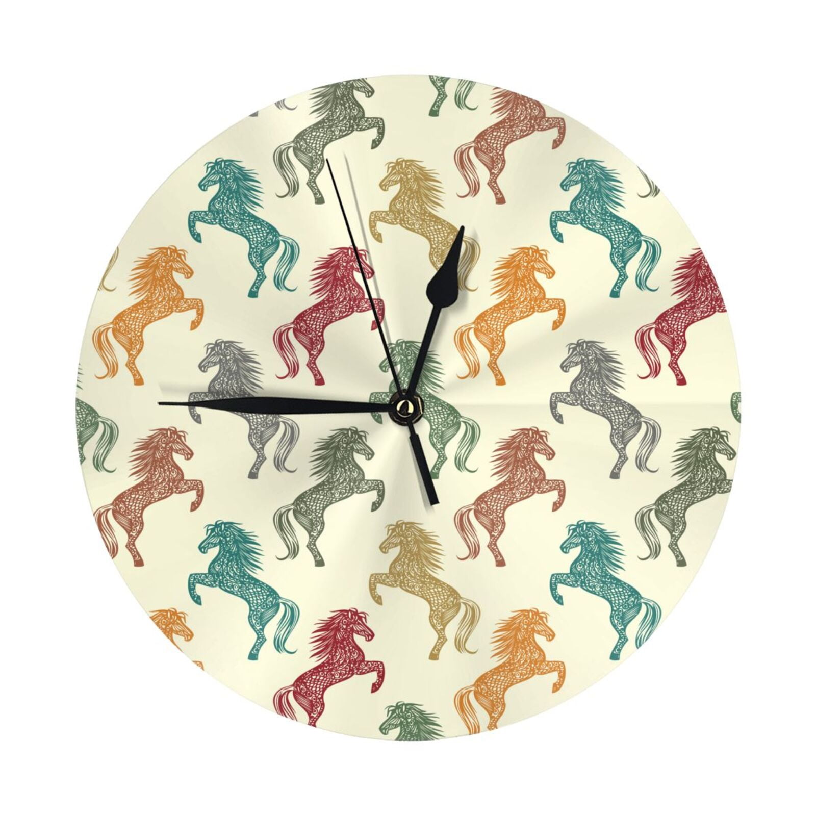 Wall Clock, Abstract Minimalist Horse Colorful Wall Clocks Battery ...