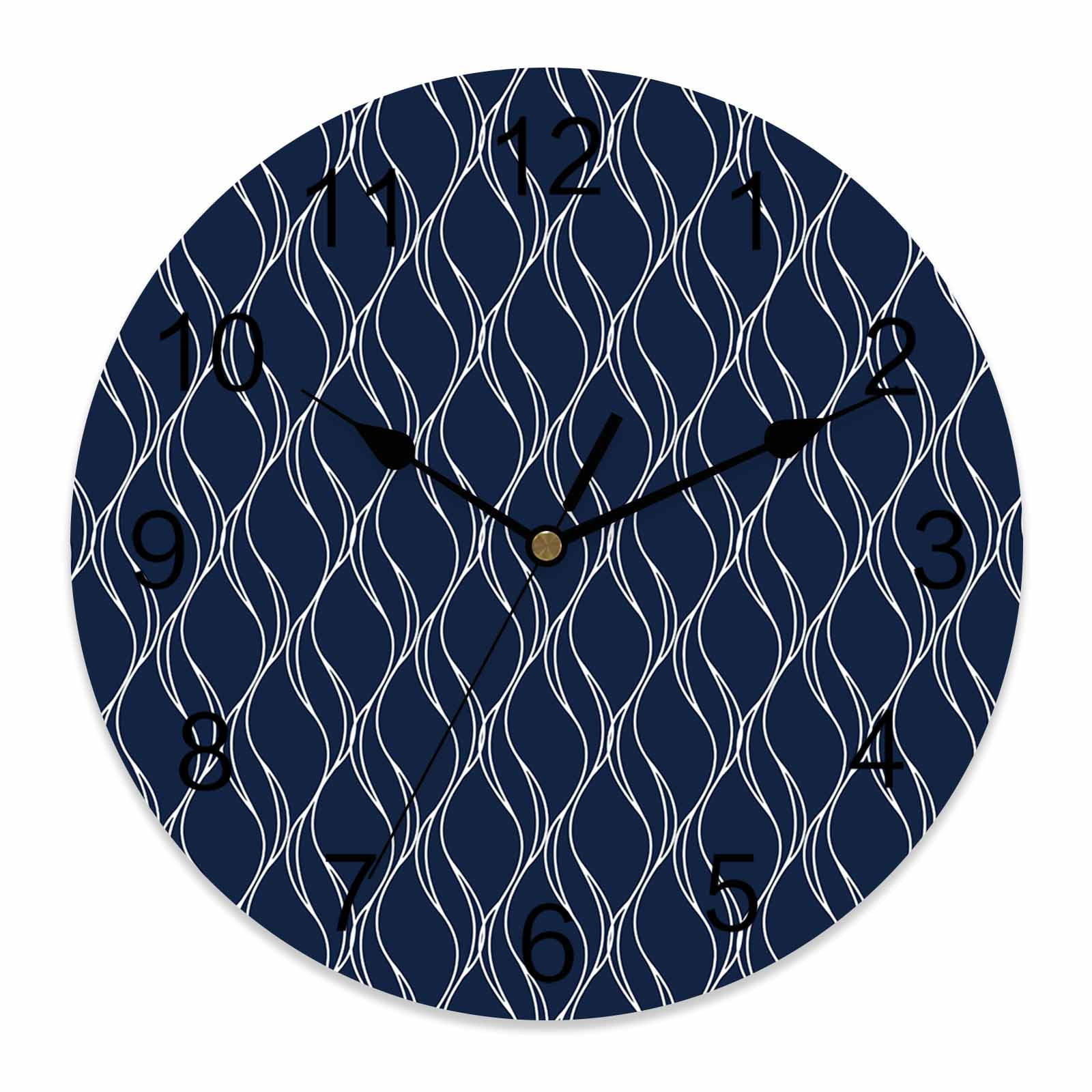 Wall Clock Abstract Sea Waves Lines Clocks PVC Silent Non-Ticking ...