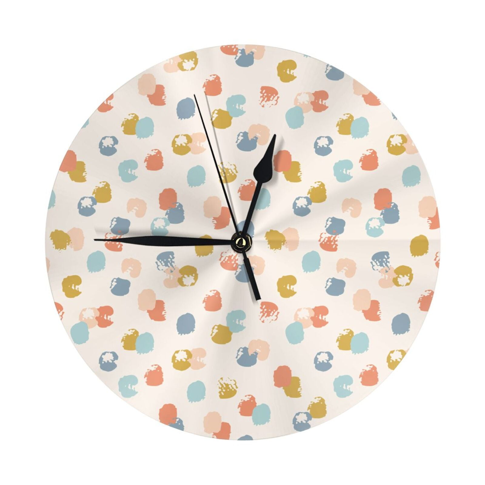 Wall Clock Abstract paint dots spots pattern Wall Clocks Battery Operated, Modern Wall Clock for ...