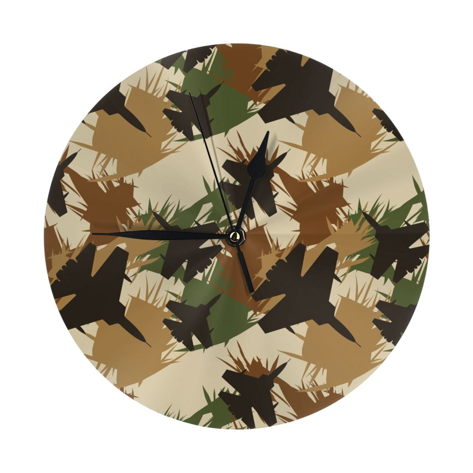 Wall Clock, Aircraft Camouflage Wall Clocks Battery Operated Silent ...