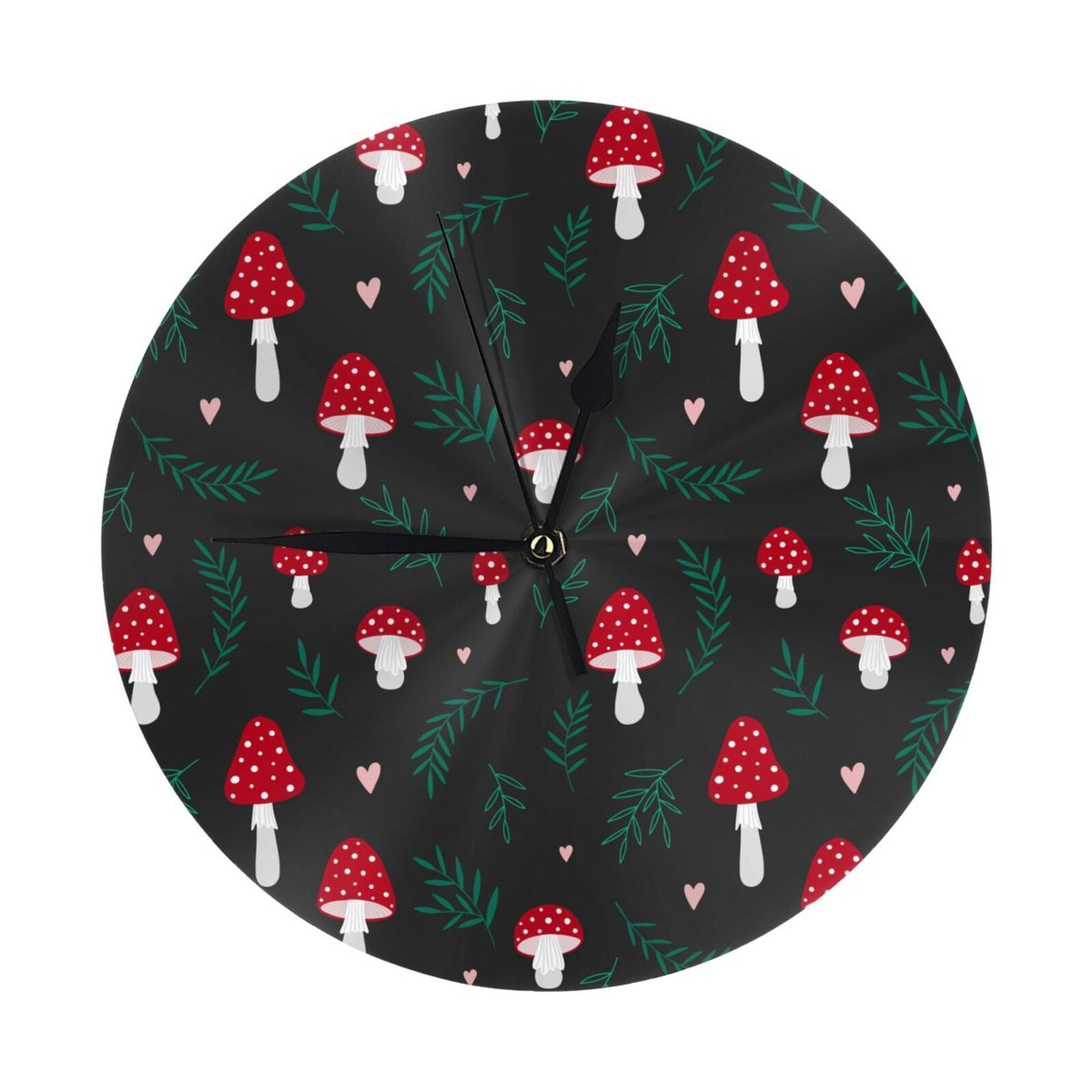 Wall Clock, Amanita Mushroom (2) Wall Clocks Battery Operated Silent ...