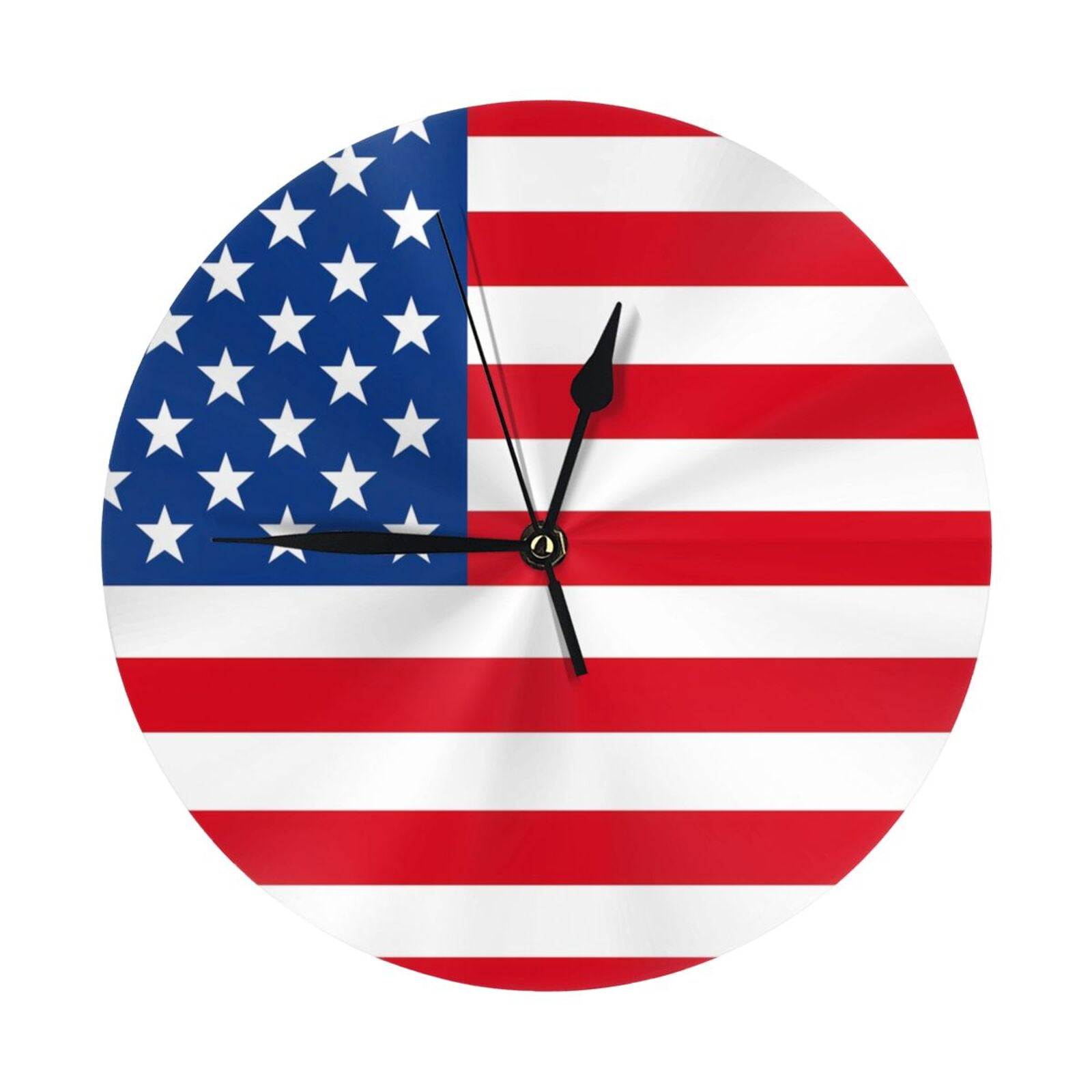 Wall Clock, America Flags3 Wall Clocks Battery Operated Silent Kitchen ...