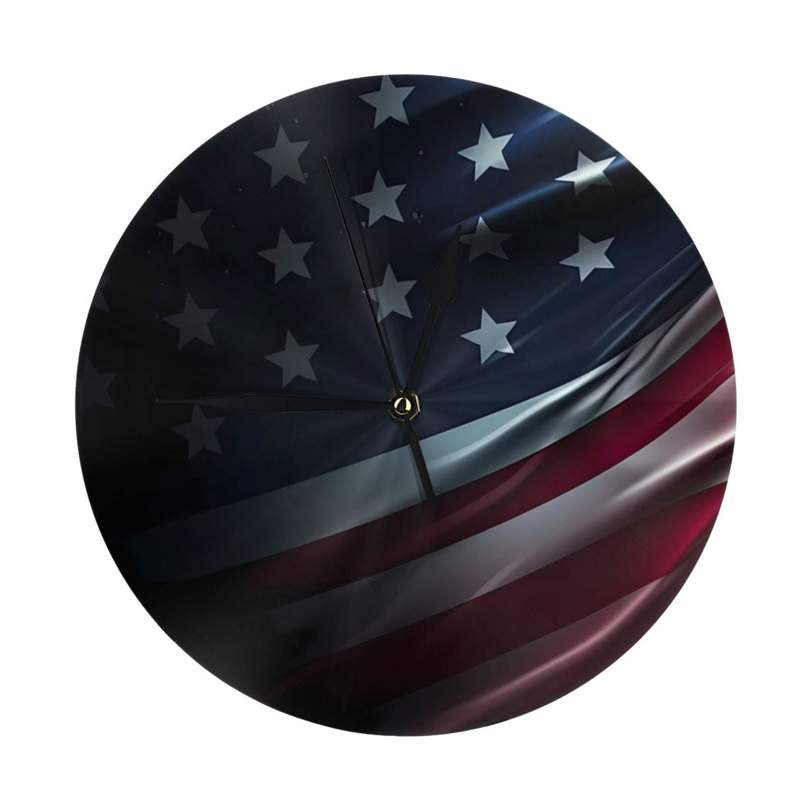 Wall Clock, American Flag Waving Print Wall Clocks Battery Operated ...