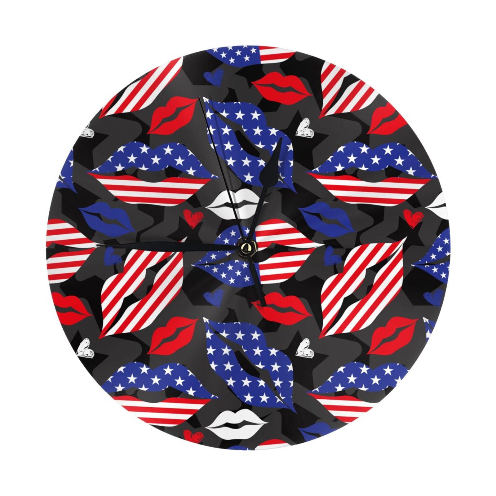 Wall Clock American With Lips Wall Clocks Battery Operated, Modern Wall ...