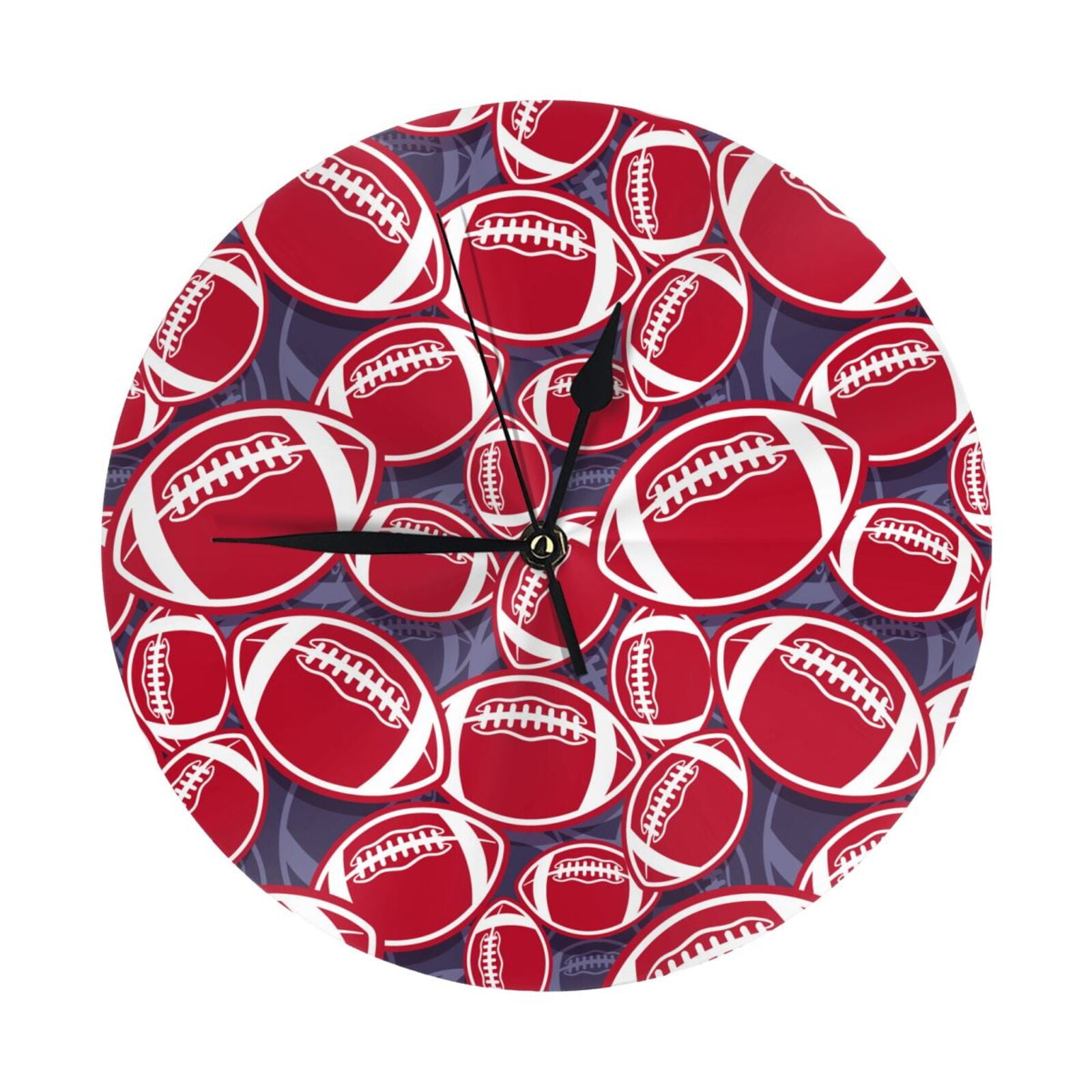 Wall Clock, American football Rugby texture Wall Clocks Battery ...