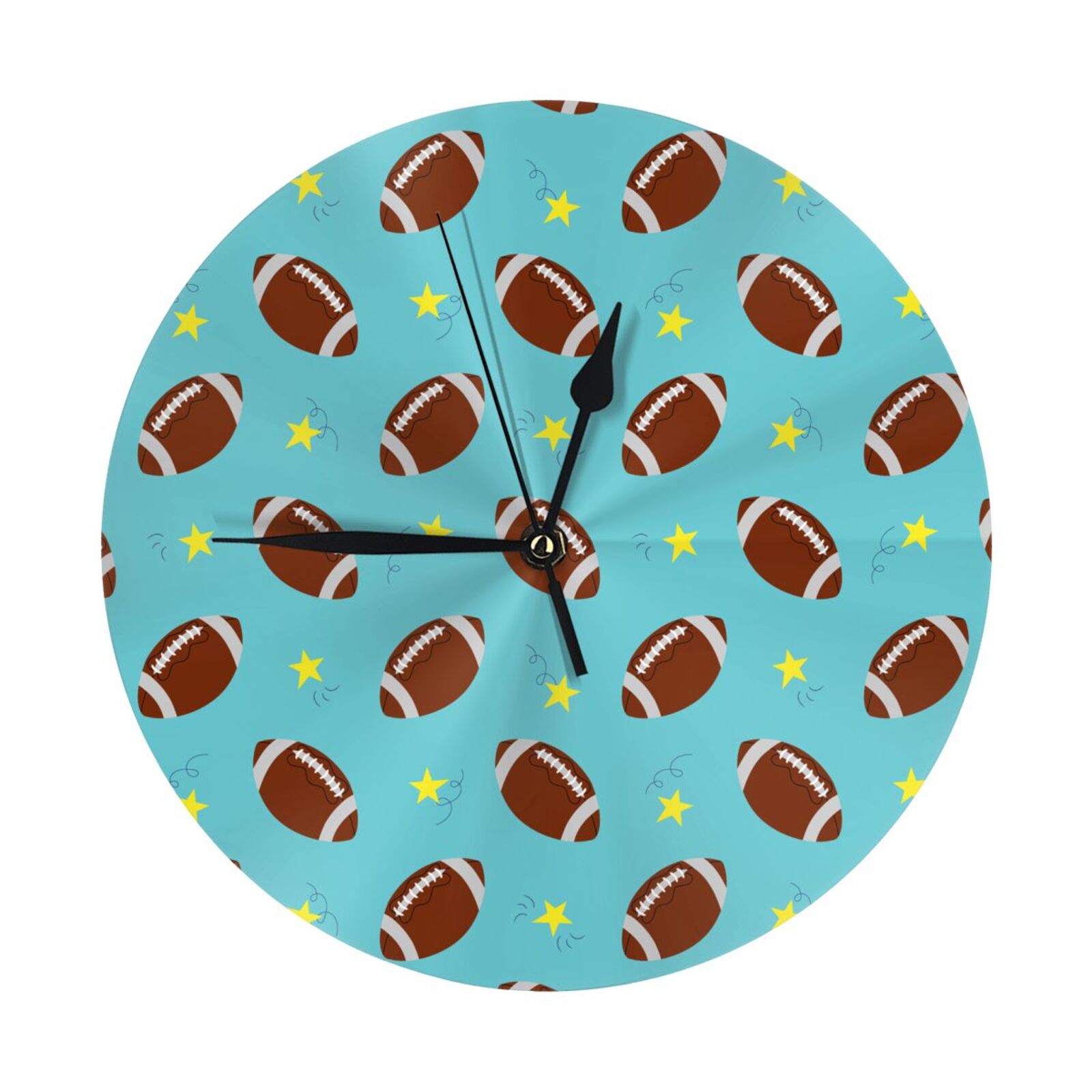 Wall Clock, American football rugby star blue Wall Clocks Battery ...