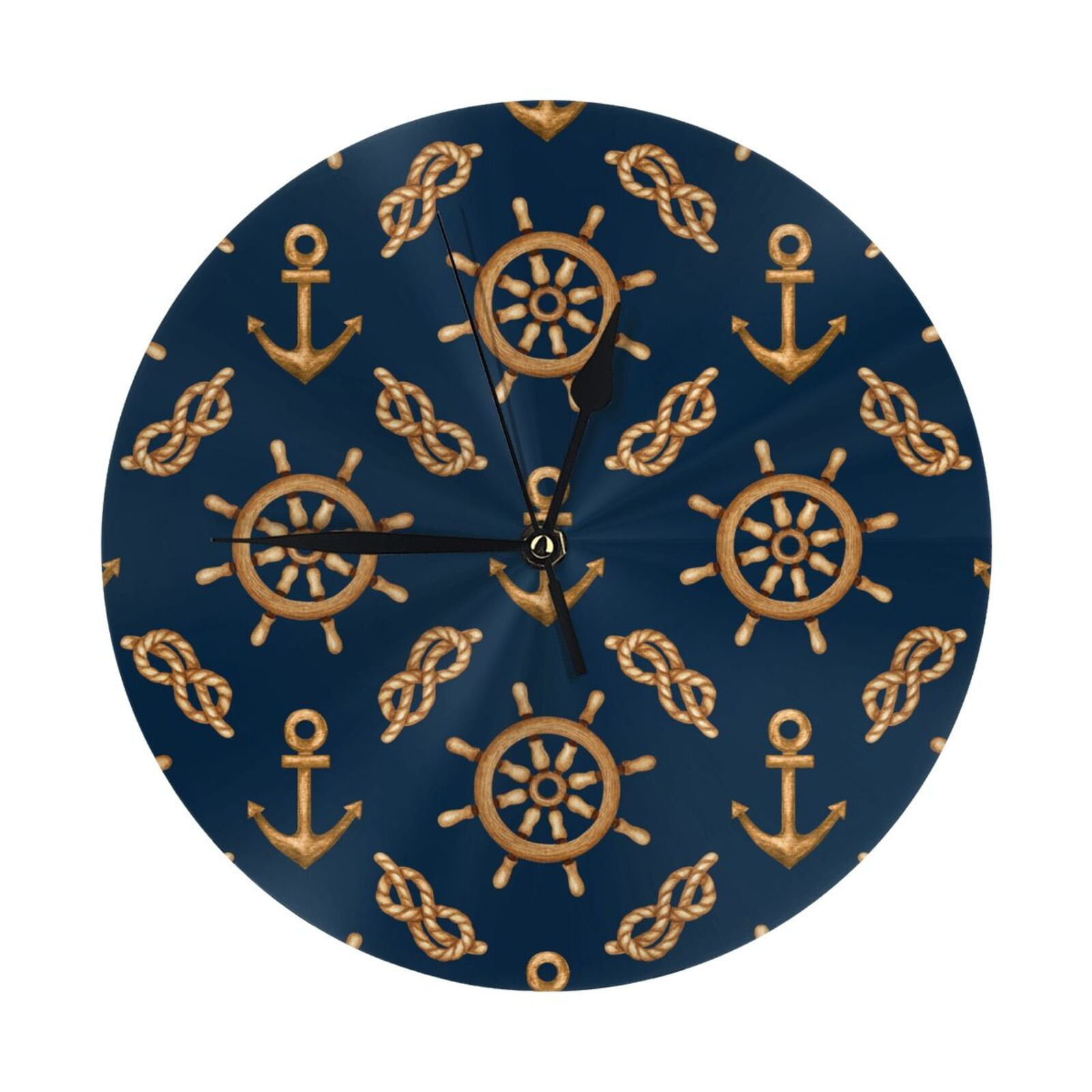 Wall Clock, Anchor Steering wheel Rope vintage Wall Clocks Battery ...