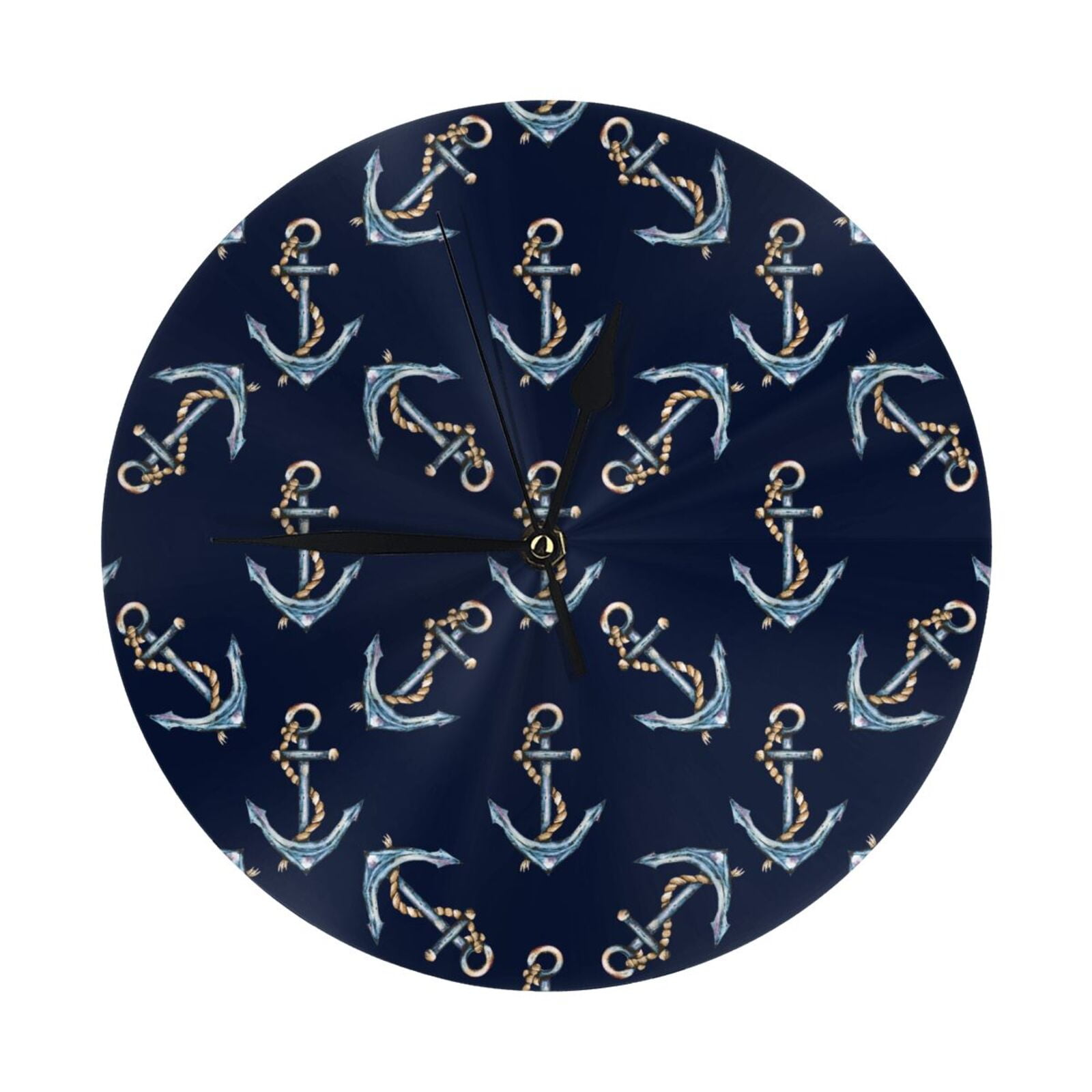 Wall Clock, Anchor rope vintage navyblue Wall Clocks Battery Operated ...