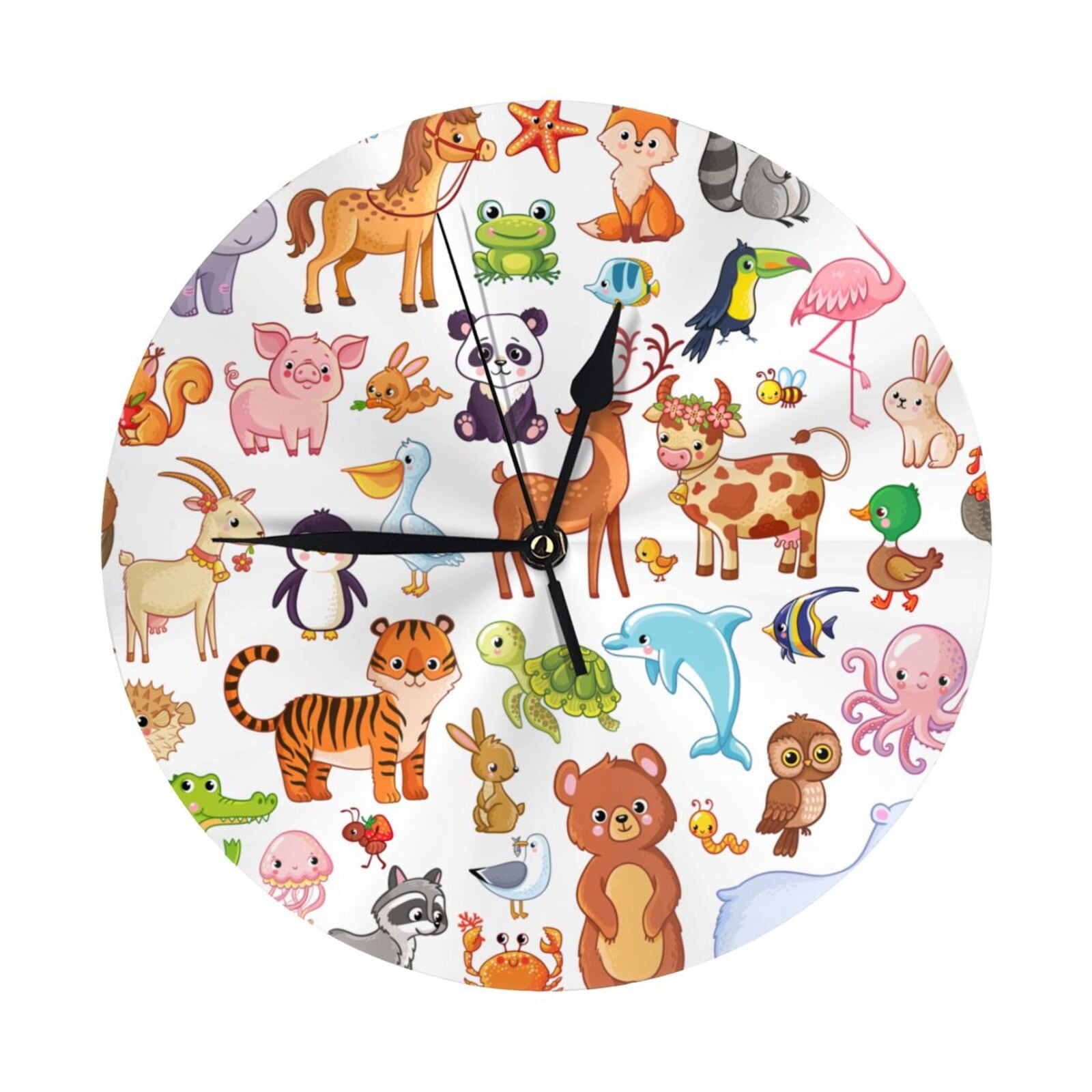Wall Clock Animal Cartoon Style Wall Clocks Battery Operated, Modern ...