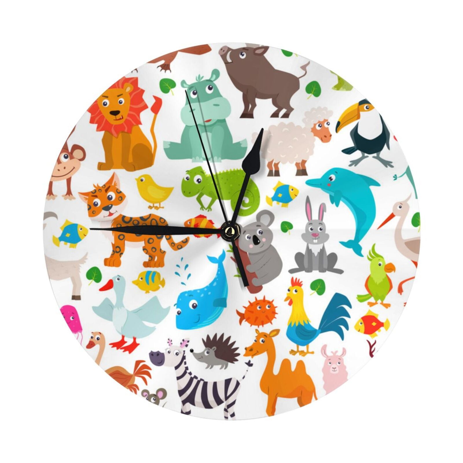 Wall Clock, Animals Wall Clocks Battery Operated Silent Kitchen Office ...