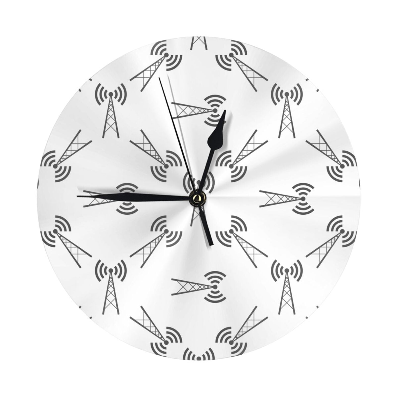 Wall Clock, Antenna Icon Wall Clocks Battery Operated Silent Kitchen ...