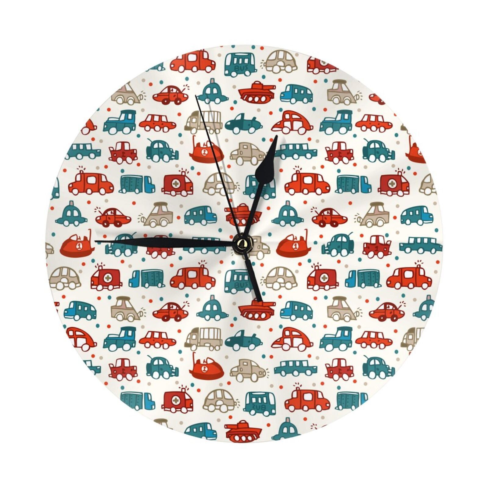Wall Clock, Artoon Car Wall Clocks Battery Operated Silent Kitchen ...