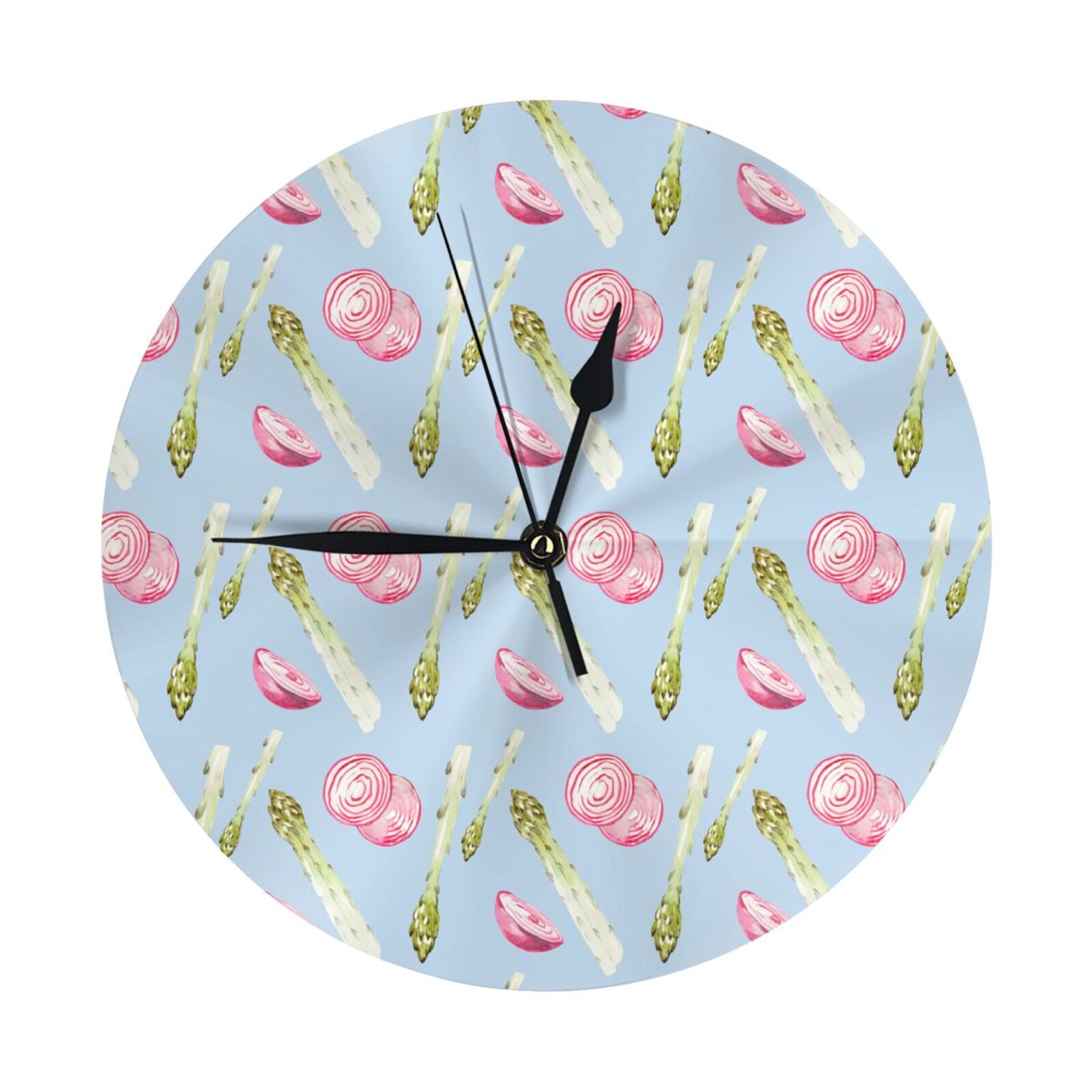 Wall Clock Asparagus Print onion Wall Clocks Battery Operated, Modern ...