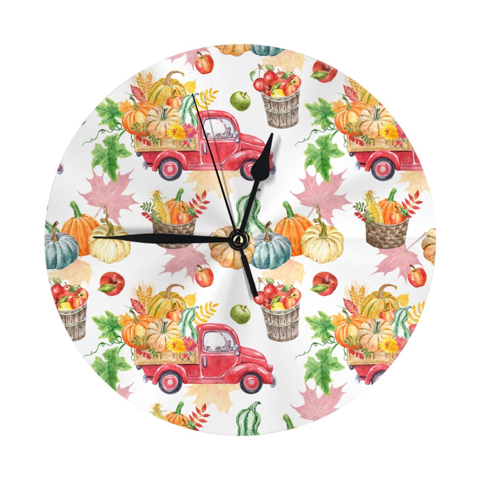 Wall Clock, Autumn Harvest Truck Wall Clocks Battery Operated Silent ...