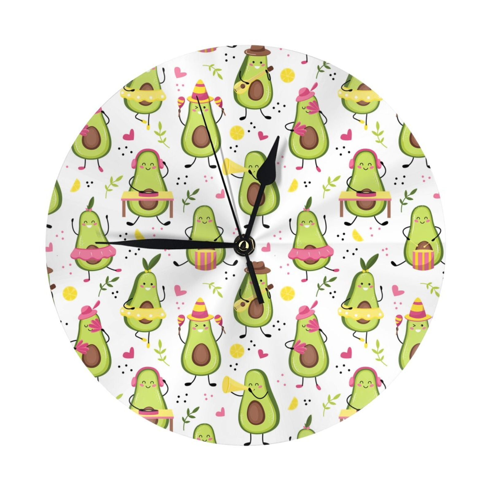 Wall Clock, Avocado Playing Music Wall Clocks Battery Operated Silent ...