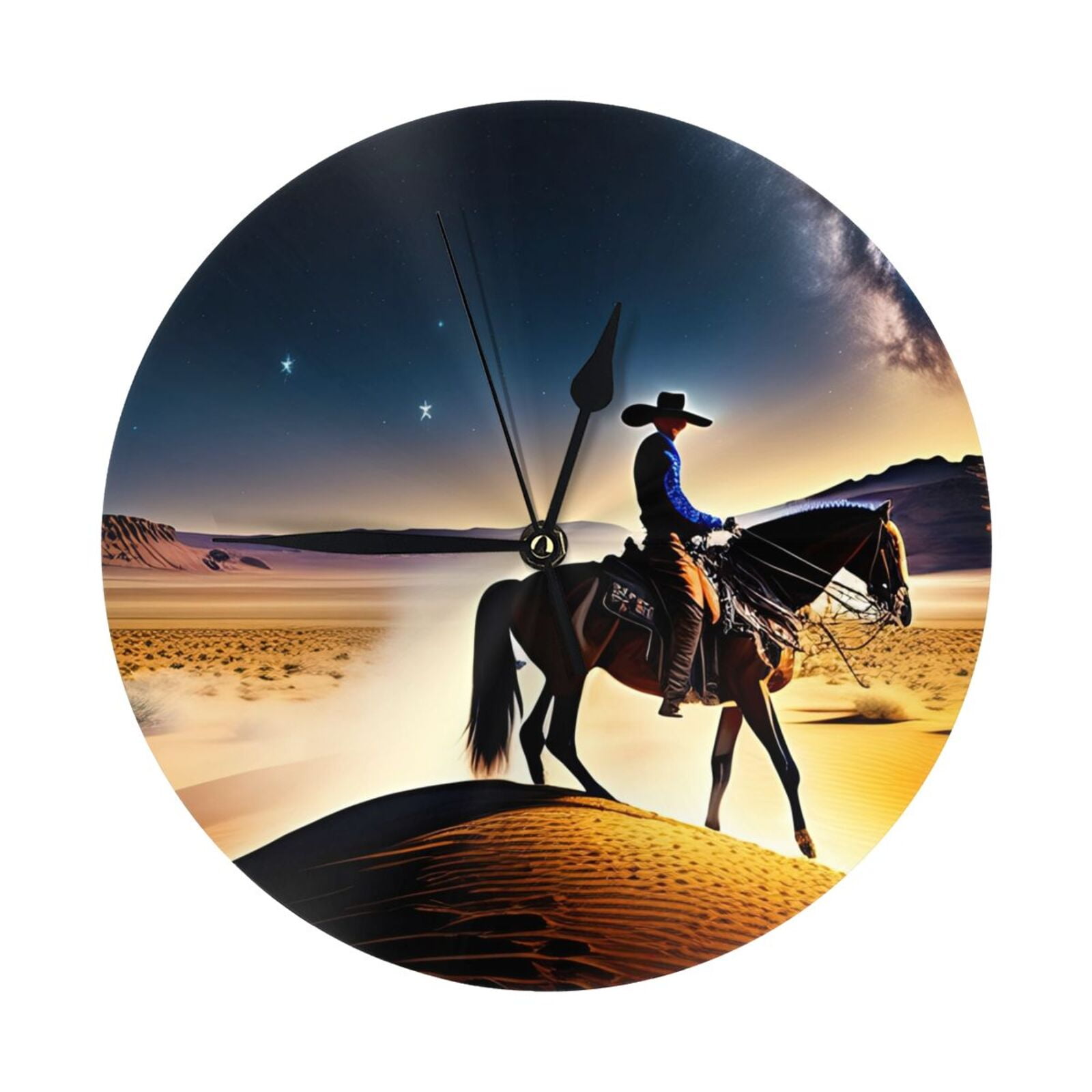 Wall Clock Azure Sky Western Desert Cowboy Wall Clocks Battery Operated ...