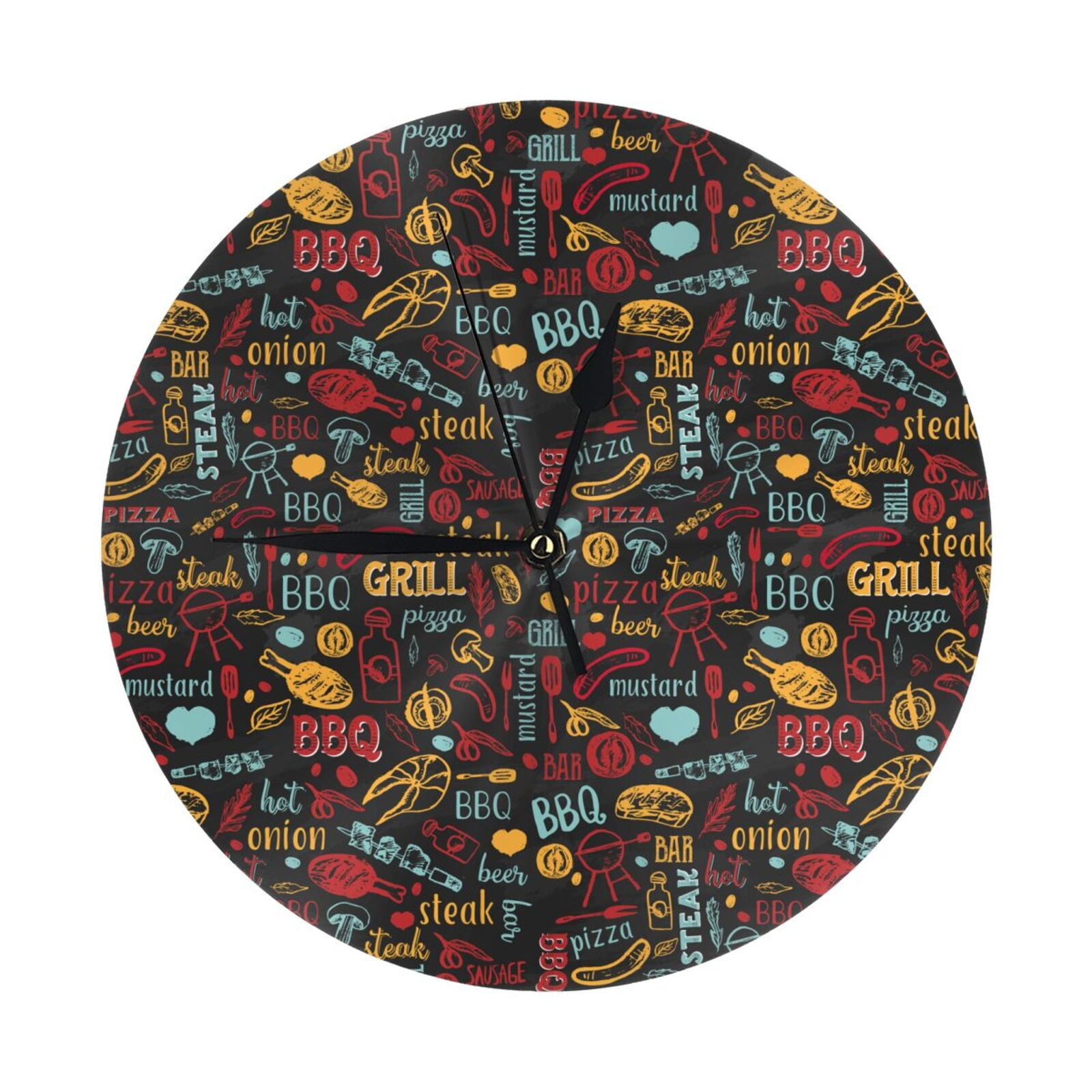 Wall Clock, BBQ Barbecue Grill Wall Clocks Battery Operated Silent ...