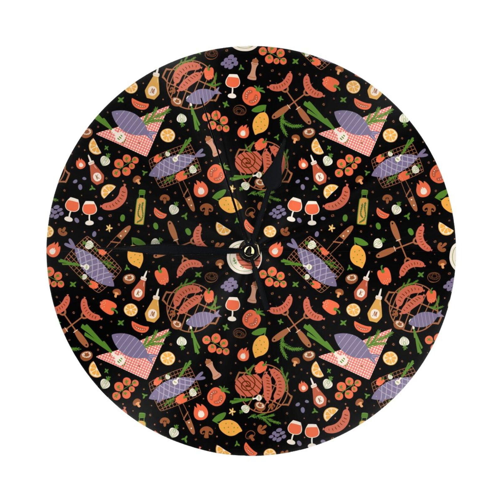 Wall Clock BBQ Party Wall Clocks Battery Operated, Modern Wall Clock ...
