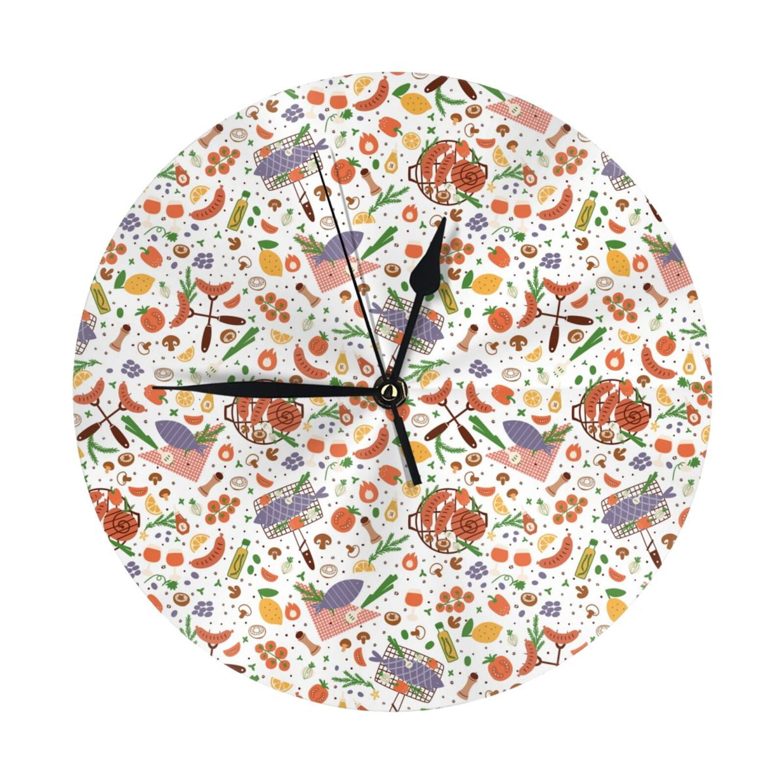 Wall Clock, BBQ Party1 Wall Clocks Battery Operated Silent Kitchen ...