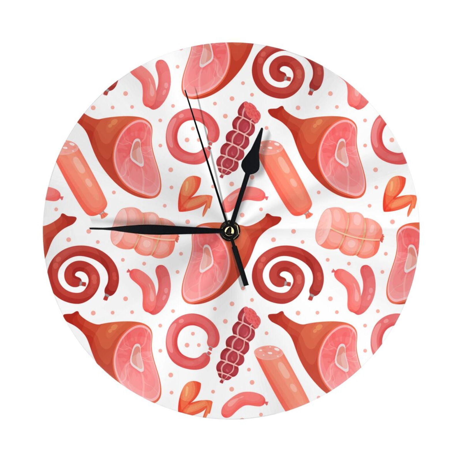 Wall Clock Bacon Ham print Wall Clocks Battery Operated, Modern Wall ...