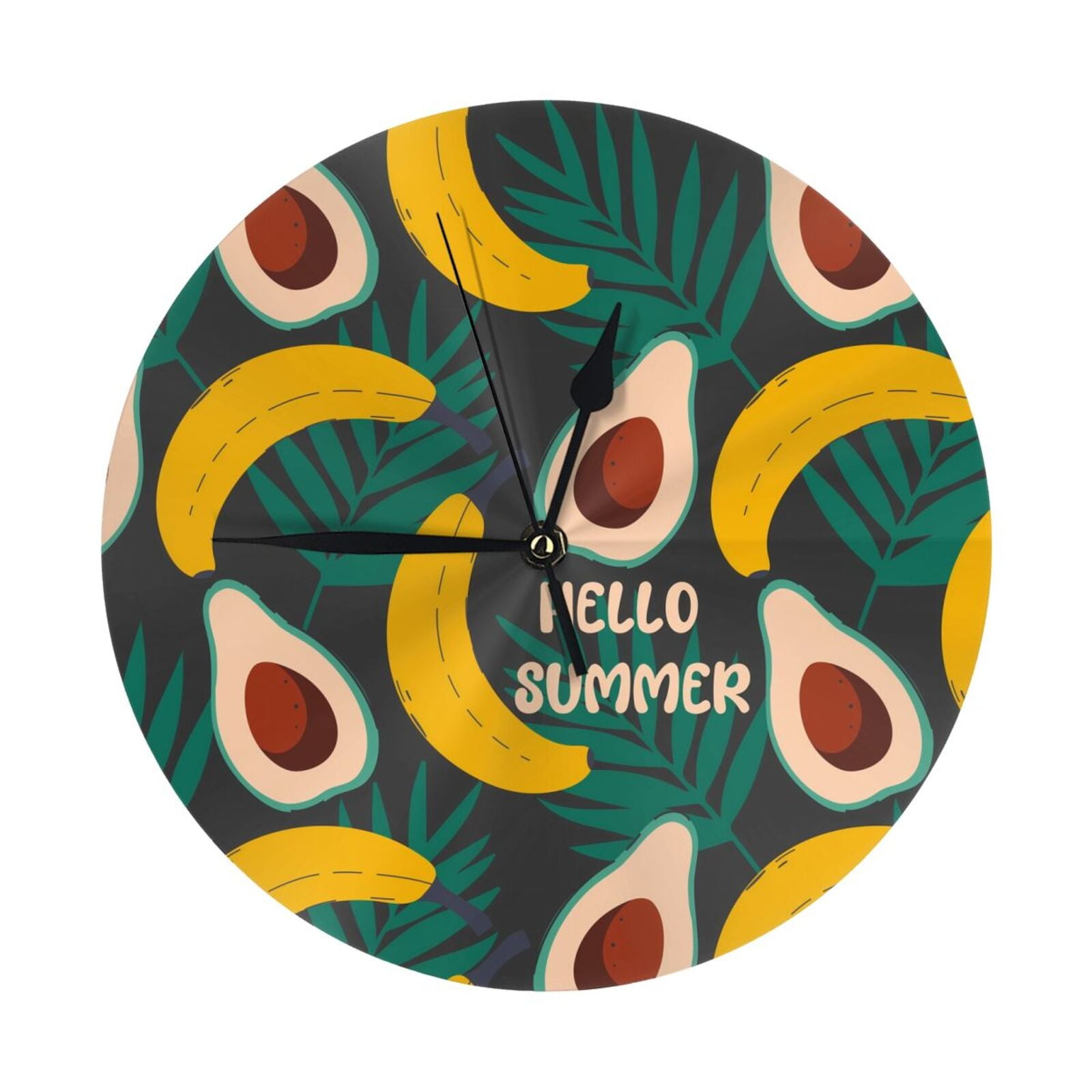 Wall Clock, Banana And Avocado Wall Clocks Battery Operated Silent ...