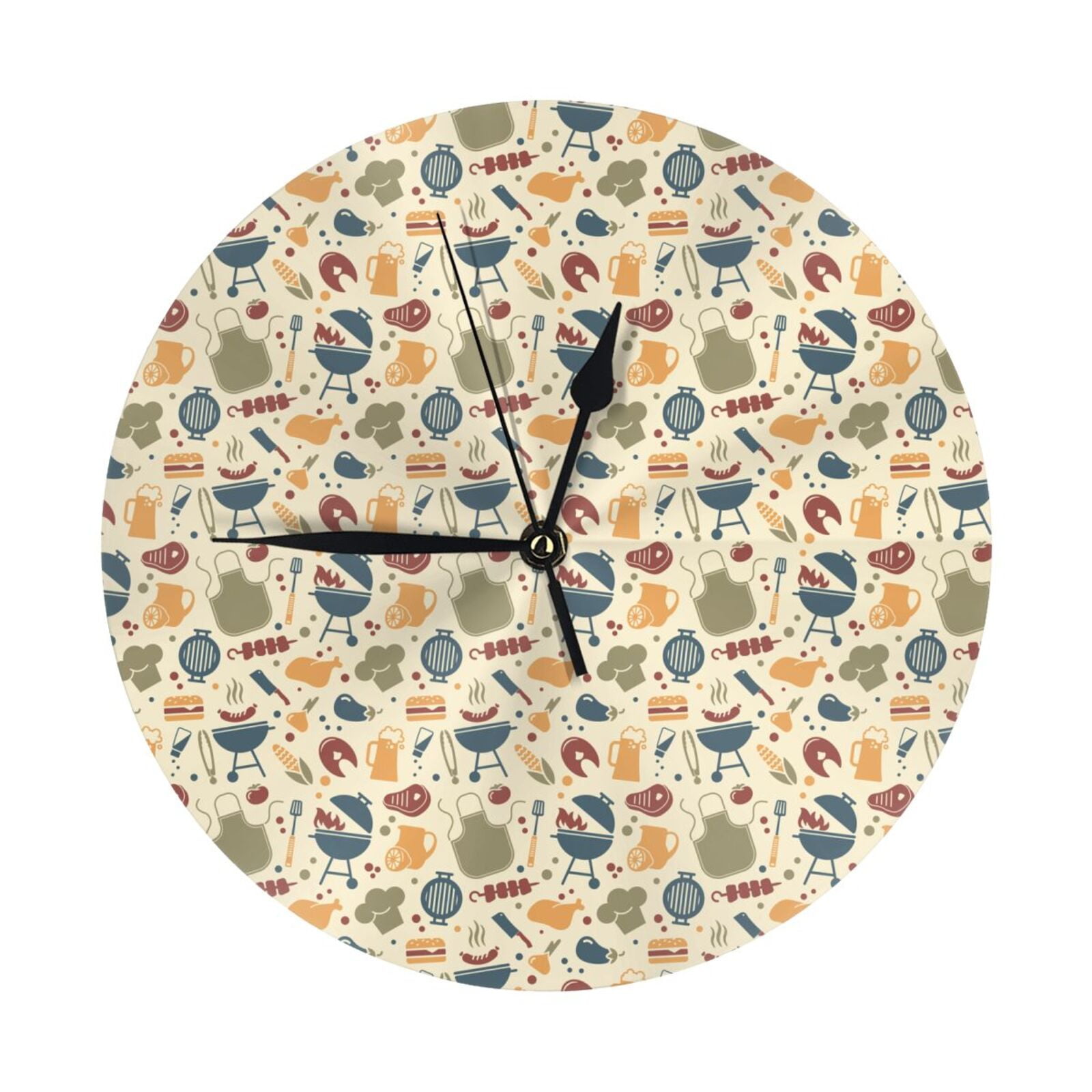 Wall Clock, Barbecue And Grill Wall Clocks Battery Operated Silent ...