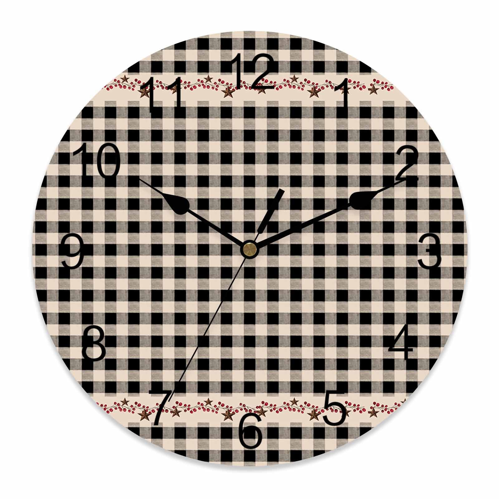 Wall Clock Barn Star Berry Clocks PVC Silent Non-Ticking Battery ...