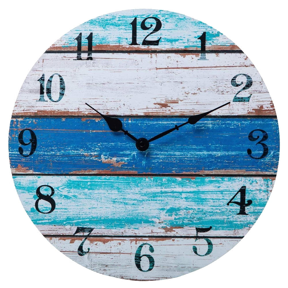 Wall Clock Beach Decor 12 Inch Coastal Nautical Ocean Clocks for Living ...
