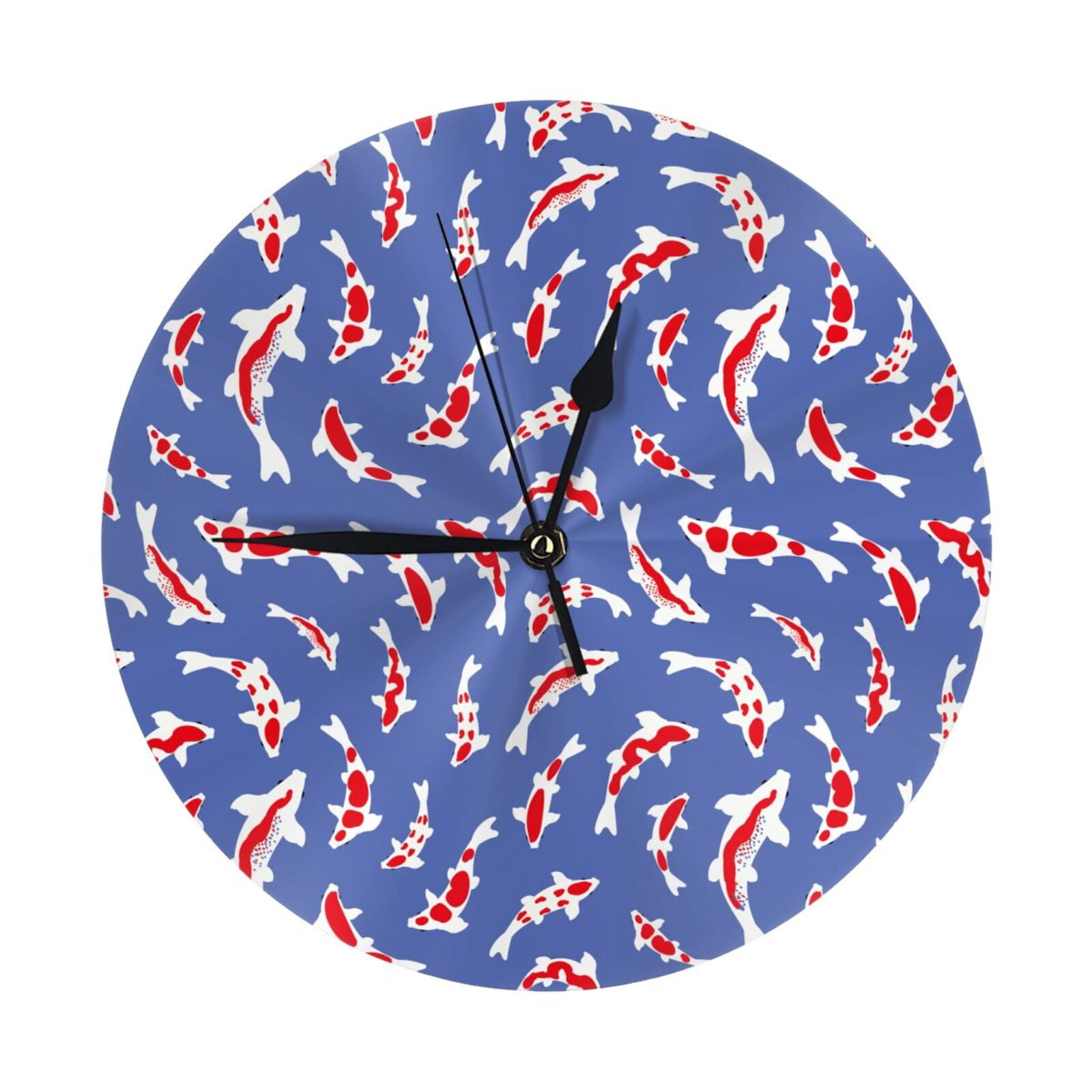 Wall Clock, Beautiful Koi Fish Wall Clocks Battery Operated Silent ...
