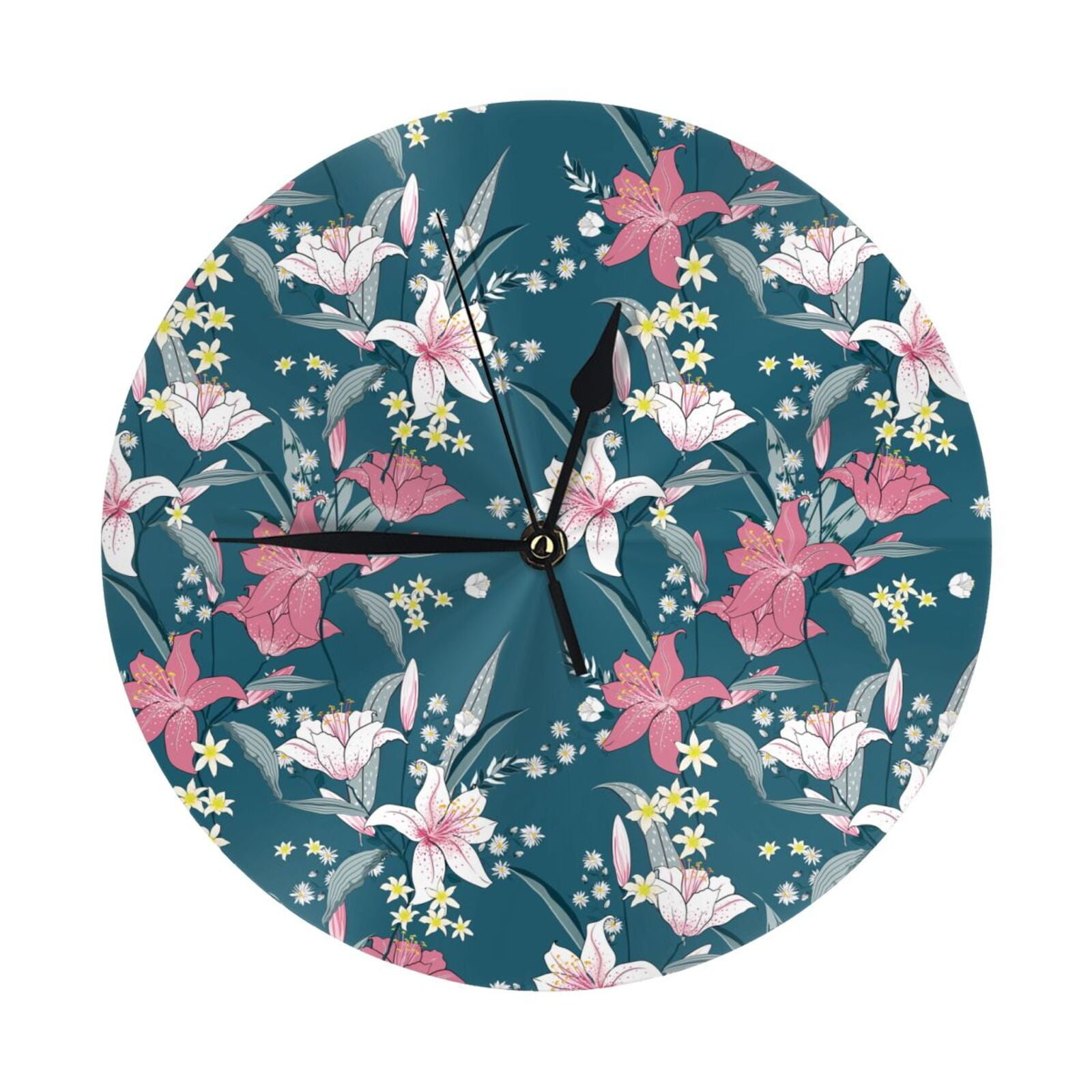 Wall Clock, Beautiful Lilies Flowers Wall Clocks Battery Operated ...