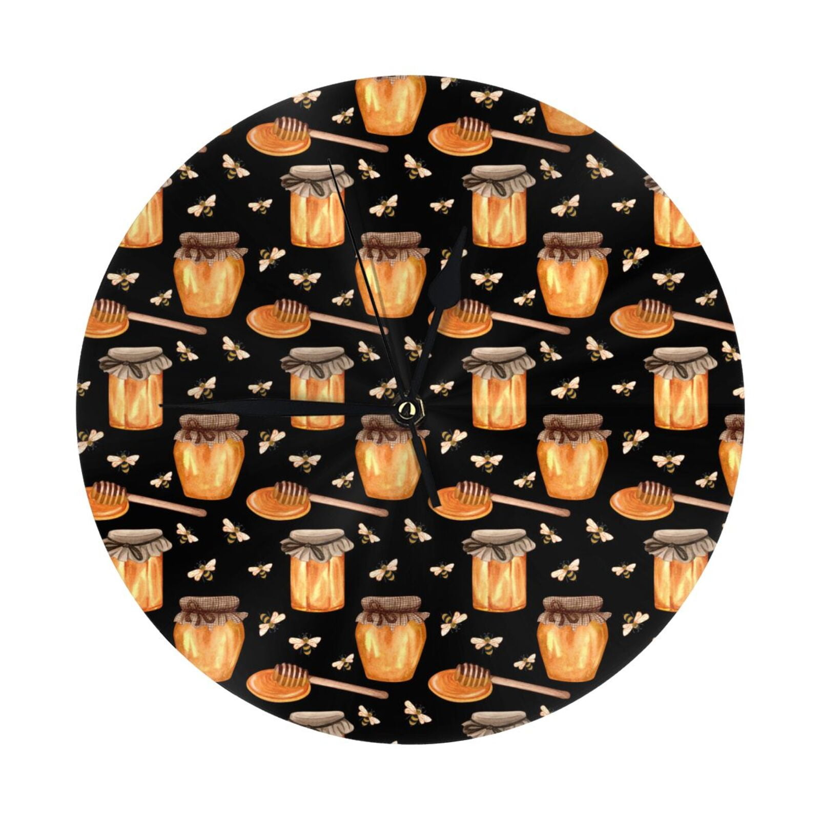 Wall Clock, Bee and Honey Wall Clocks Battery Operated Silent Kitchen ...