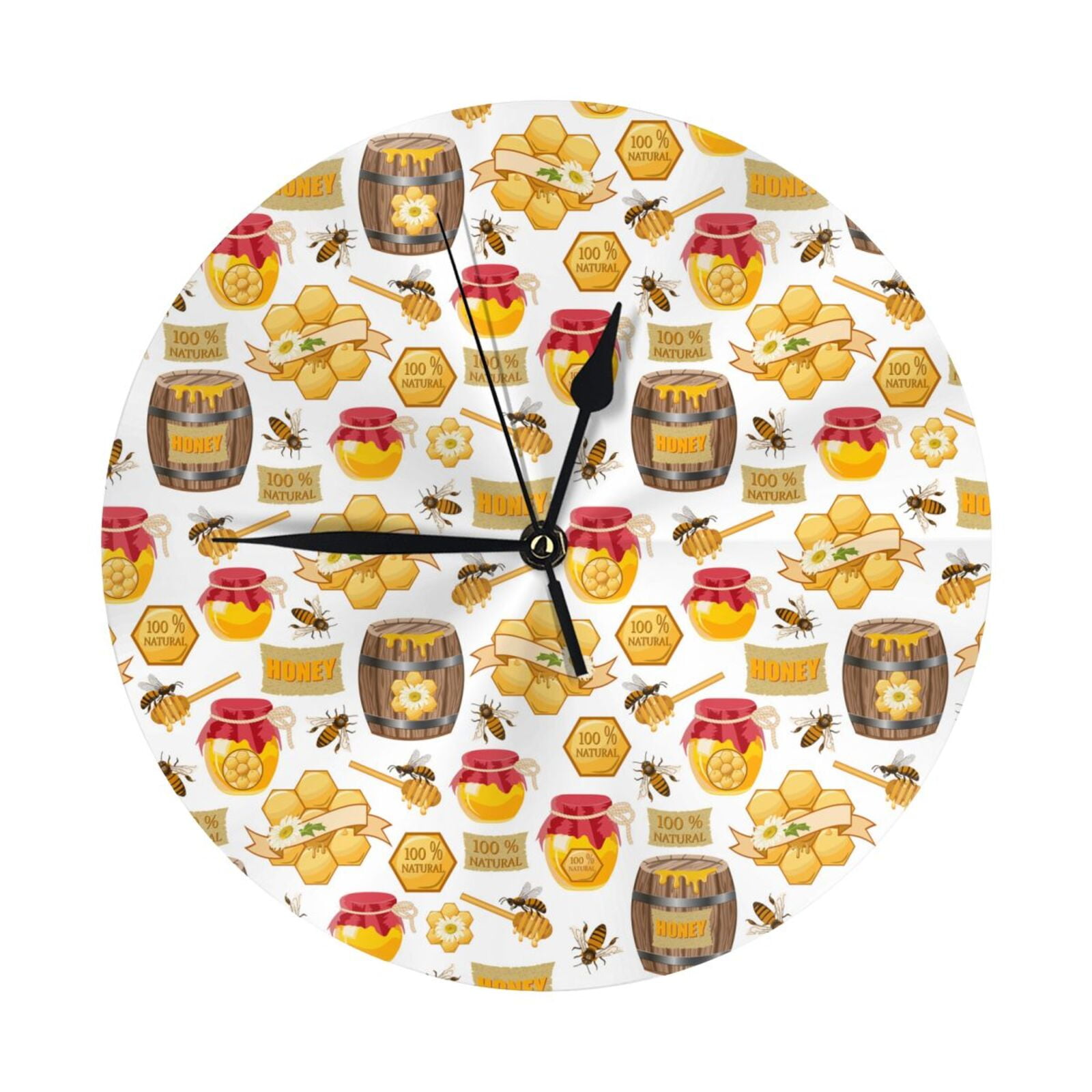 Wall Clock Bees And Honey Wall Clocks Battery Operated, Modern Wall ...
