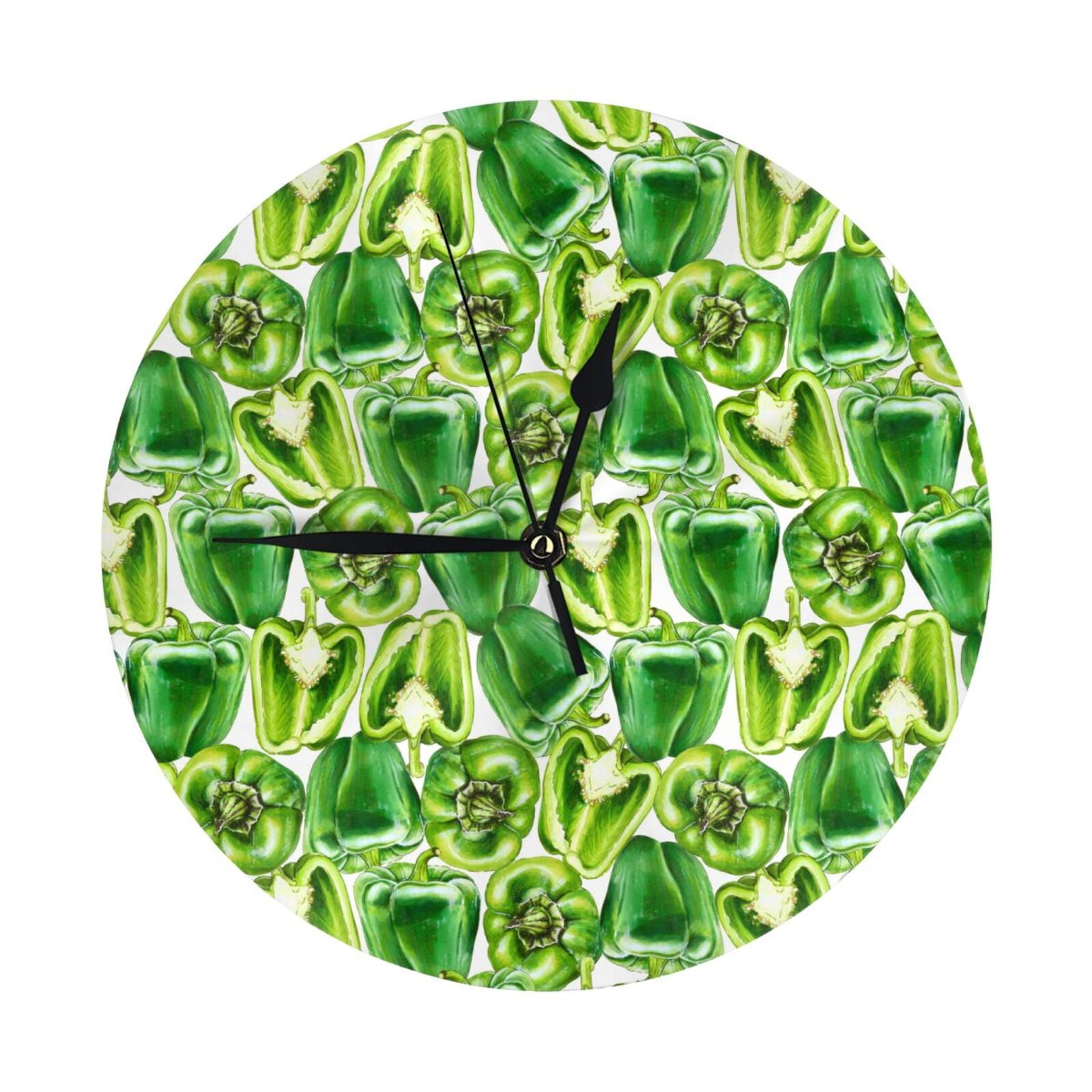 Wall Clock, Bell Pepper funny Wall Clocks Battery Operated Silent ...