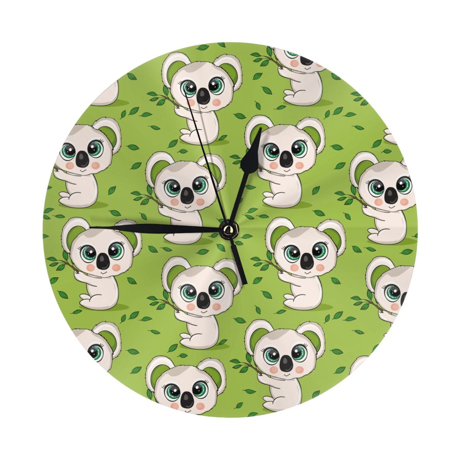 Wall Clock Big Eyes Koala Green Wall Clocks Battery Operated, Modern ...