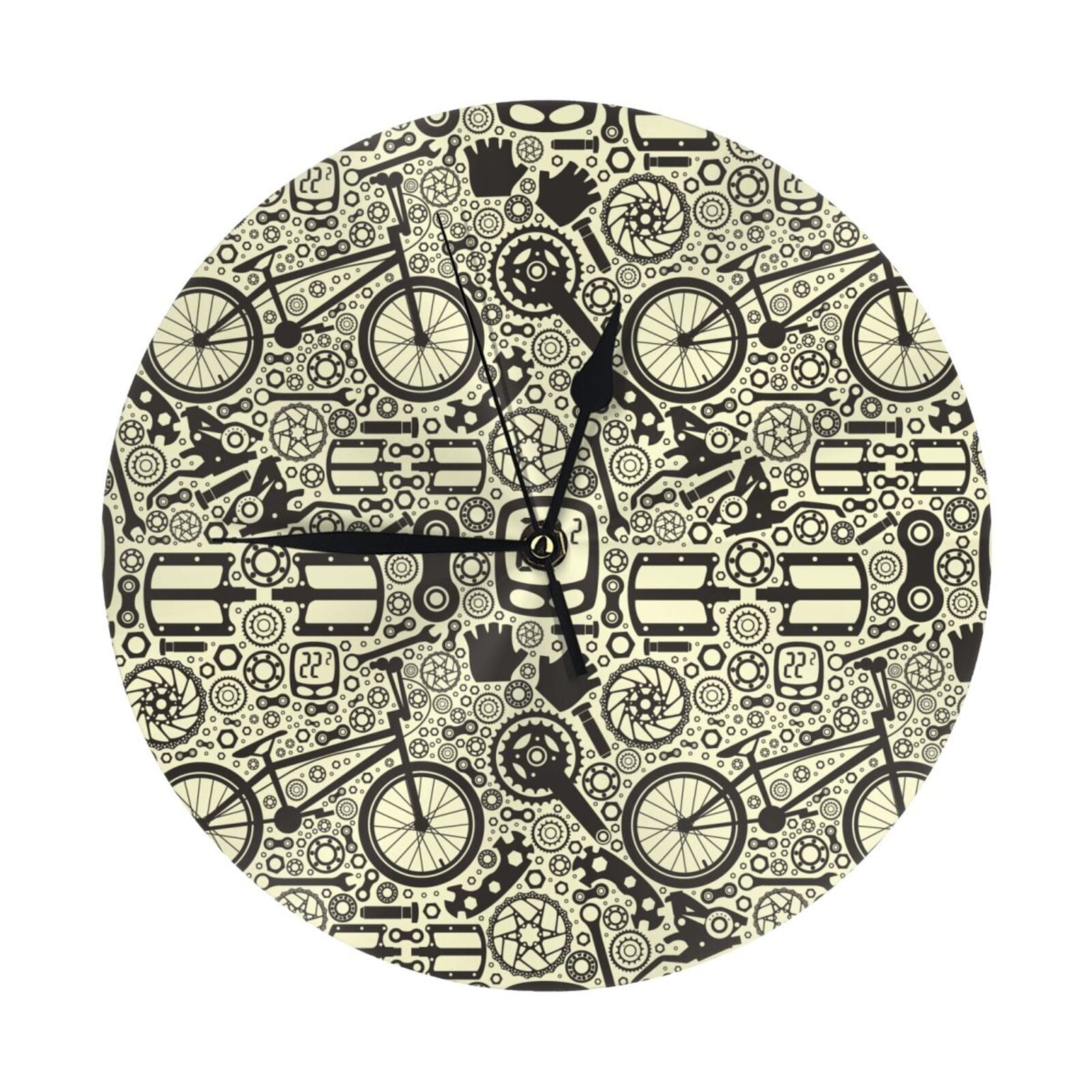 Wall Clock, Bike Pattern Ethereal Wall Clocks Battery Operated Silent ...
