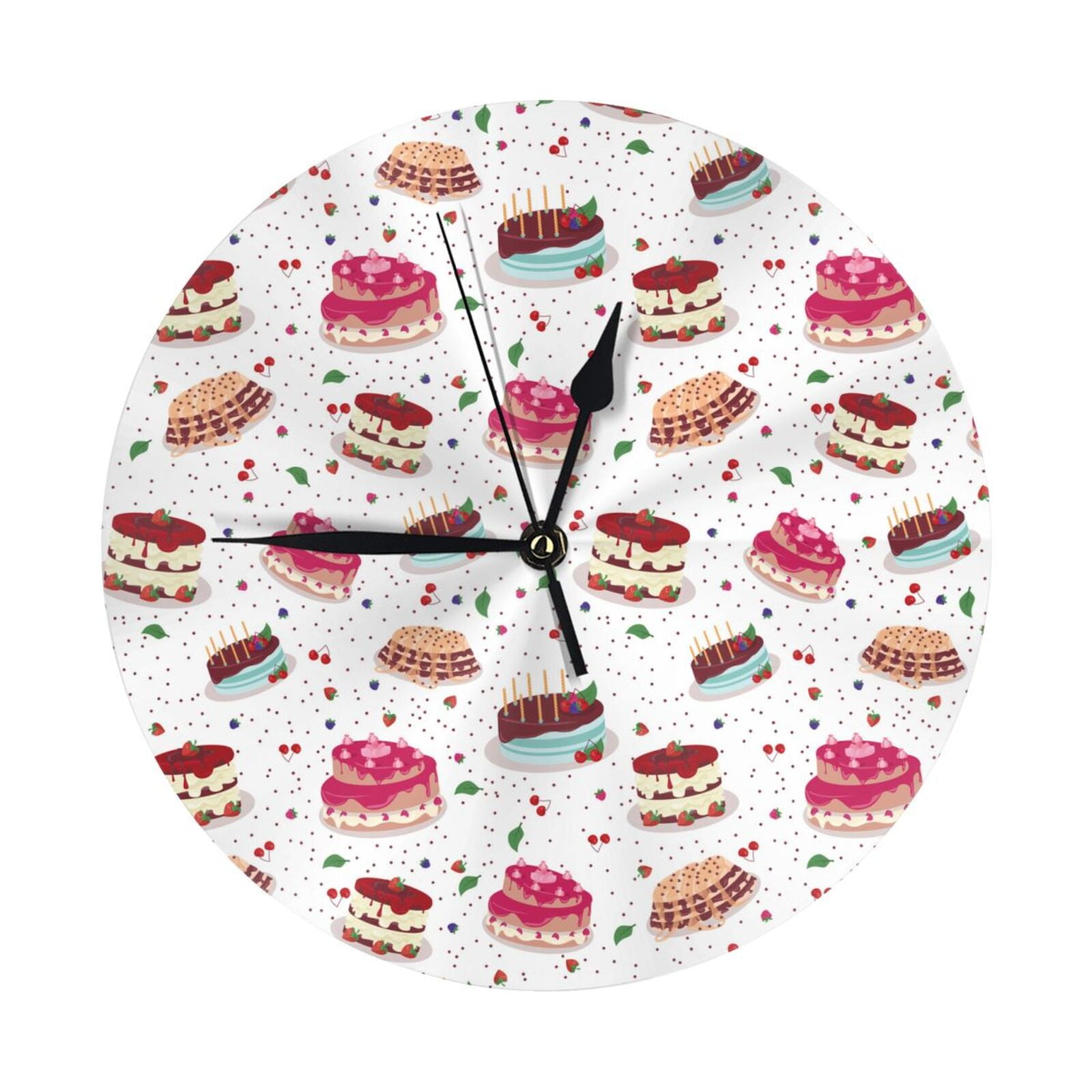 Wall Clock Birthday Cake Wall Clocks Battery Operated, Modern Wall ...