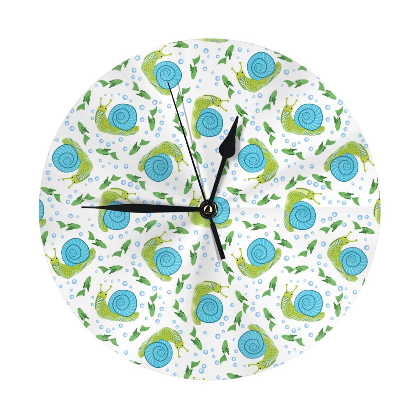 Wall Clock, Blue Green Slug Fish Wall Clocks Battery Operated Silent ...