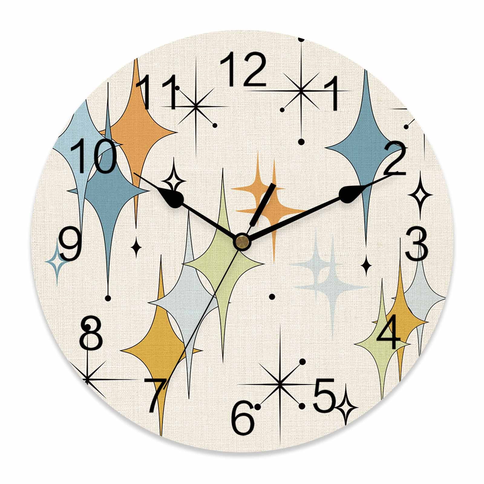 Wall Clock Blue Green Yellow Diamond Clocks PVC Silent Non-Ticking ...