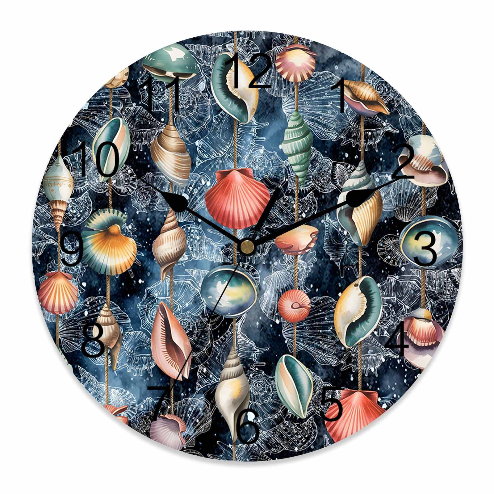 Wall Clock Blue Marine Life Clocks PVC Silent Non-Ticking Battery ...