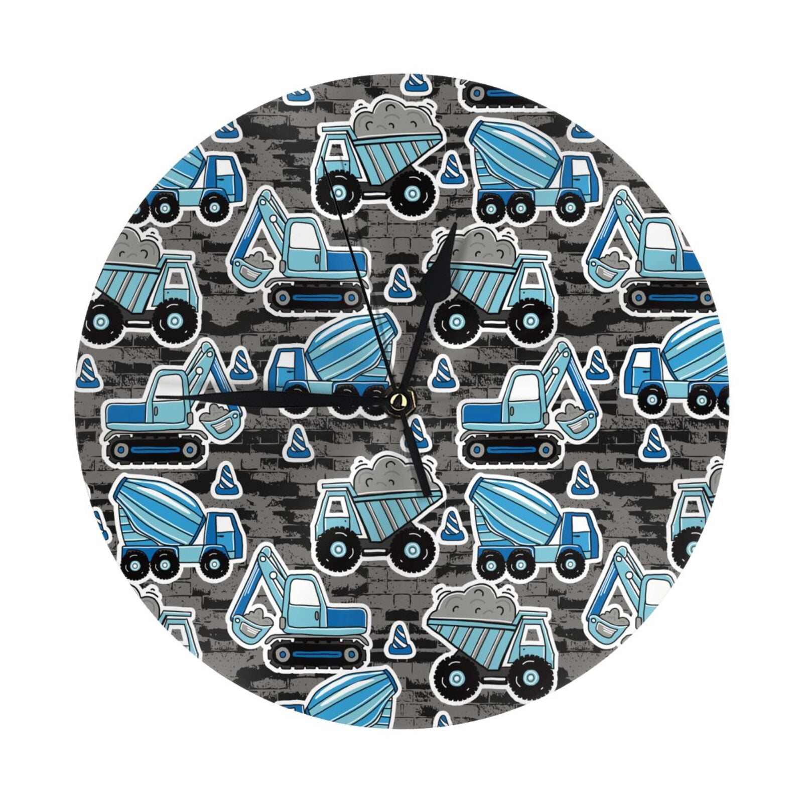 Wall Clock Blue excavator A Wall Clocks Battery Operated, Modern Wall ...