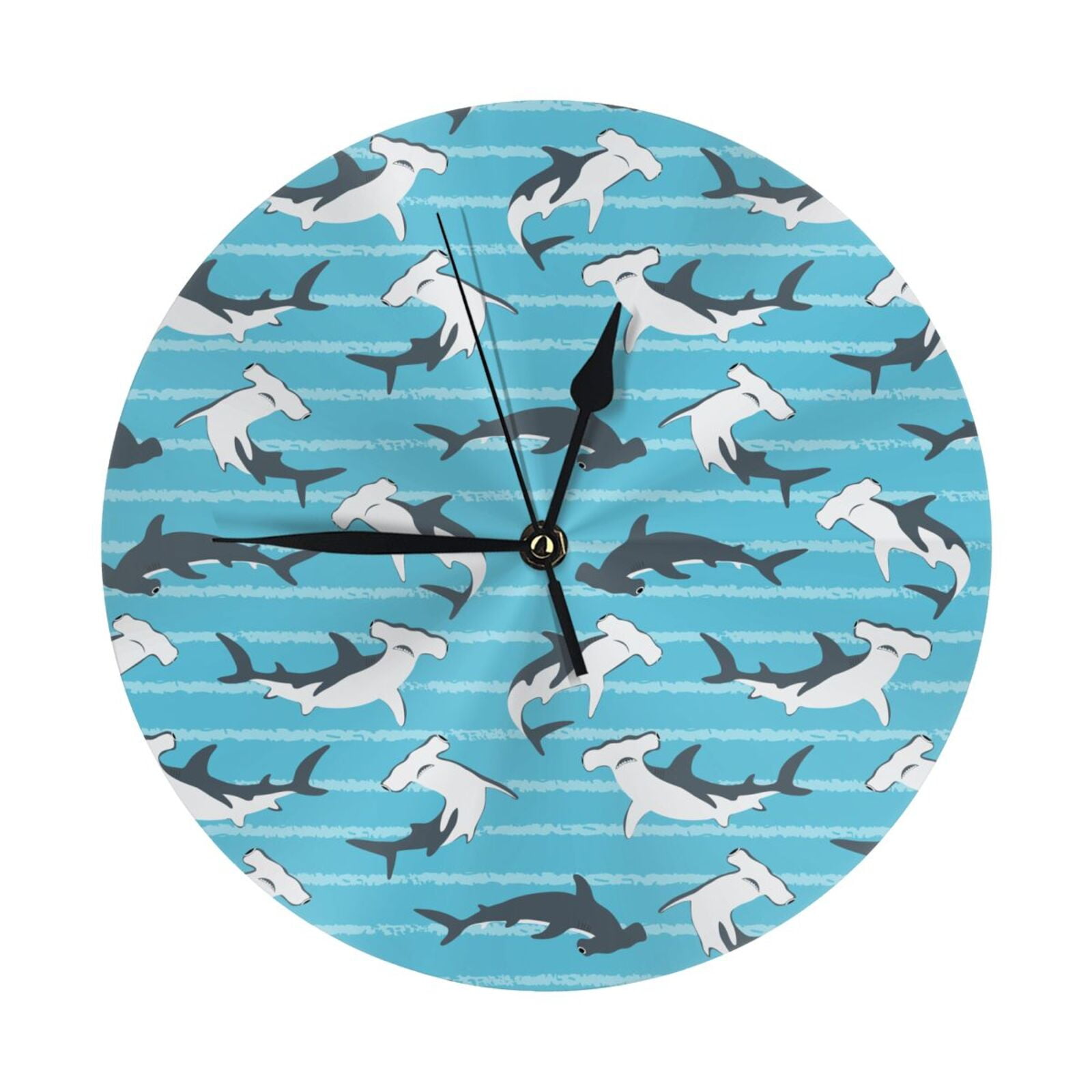 Wall Clock, Blue-striped hammerhead shark Wall Clocks Battery Operated ...