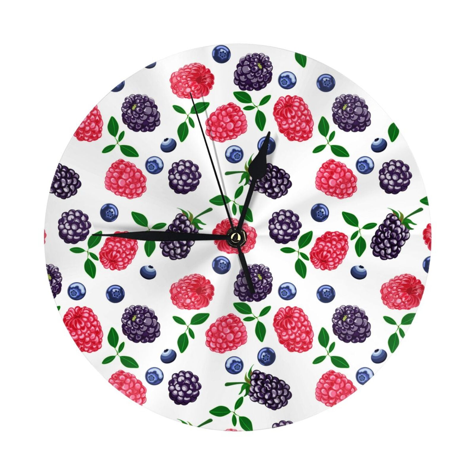 Wall Clock, Blueberry berries Print Wall Clocks Battery Operated Silent ...