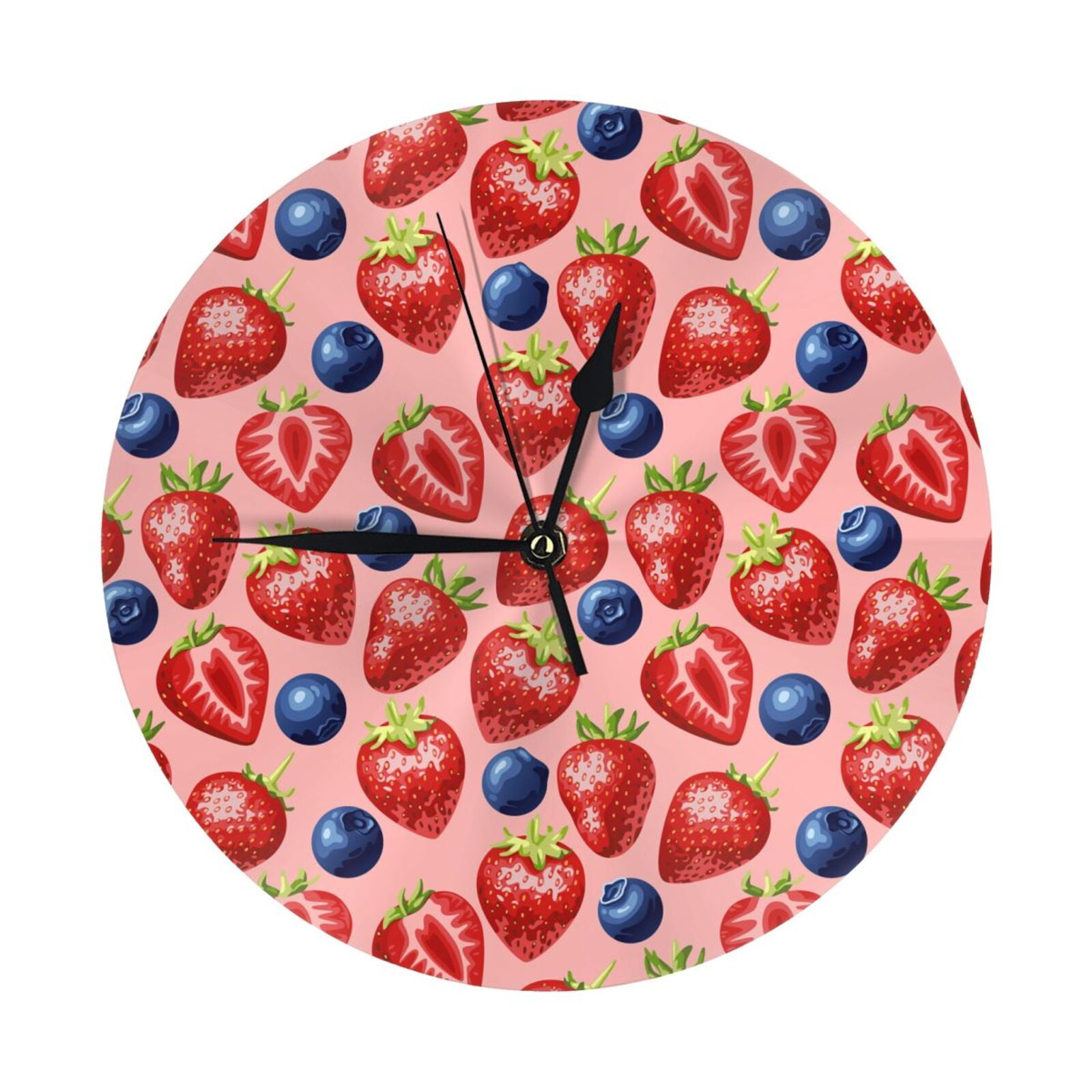 Wall Clock Blueberry strawberry Print Wall Clocks Battery Operated ...
