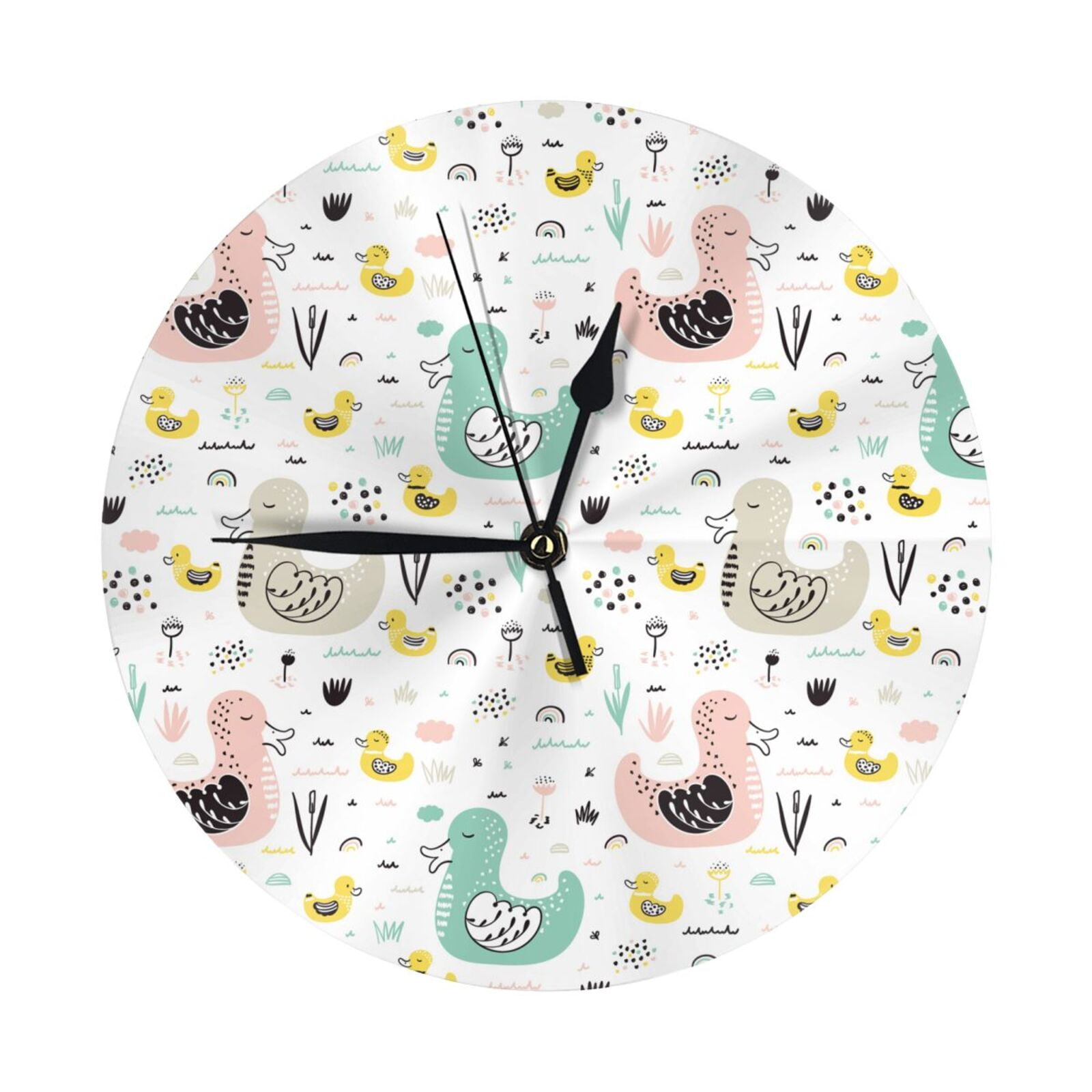 Wall Clock, Bohemian Cute Duck Wall Clocks Battery Operated Silent ...
