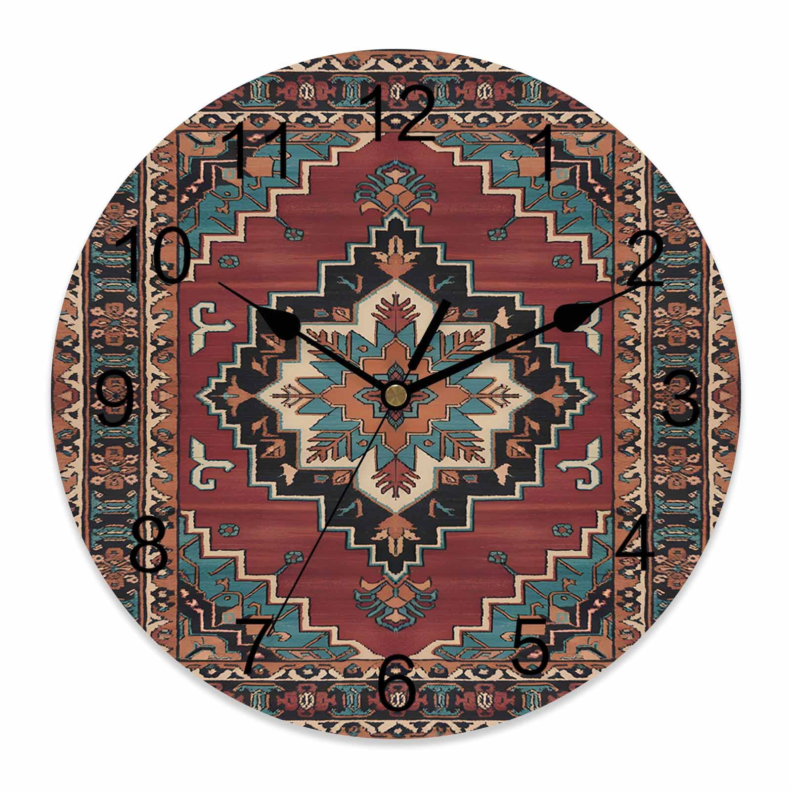 Wall Clock Boho Flower Clocks PVC Silent Non-Ticking Battery Operated ...
