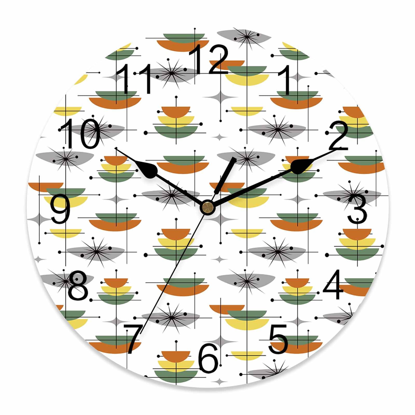 Wall Clock Boho Geometric Clocks PVC Silent Non-Ticking Battery ...