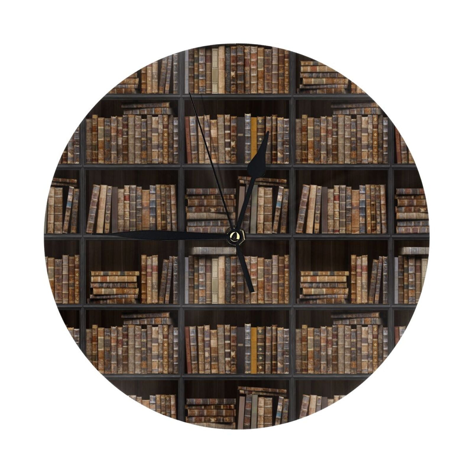 Wall Clock, Bookshelf vintage bookshelf texture Wall Clocks Battery ...