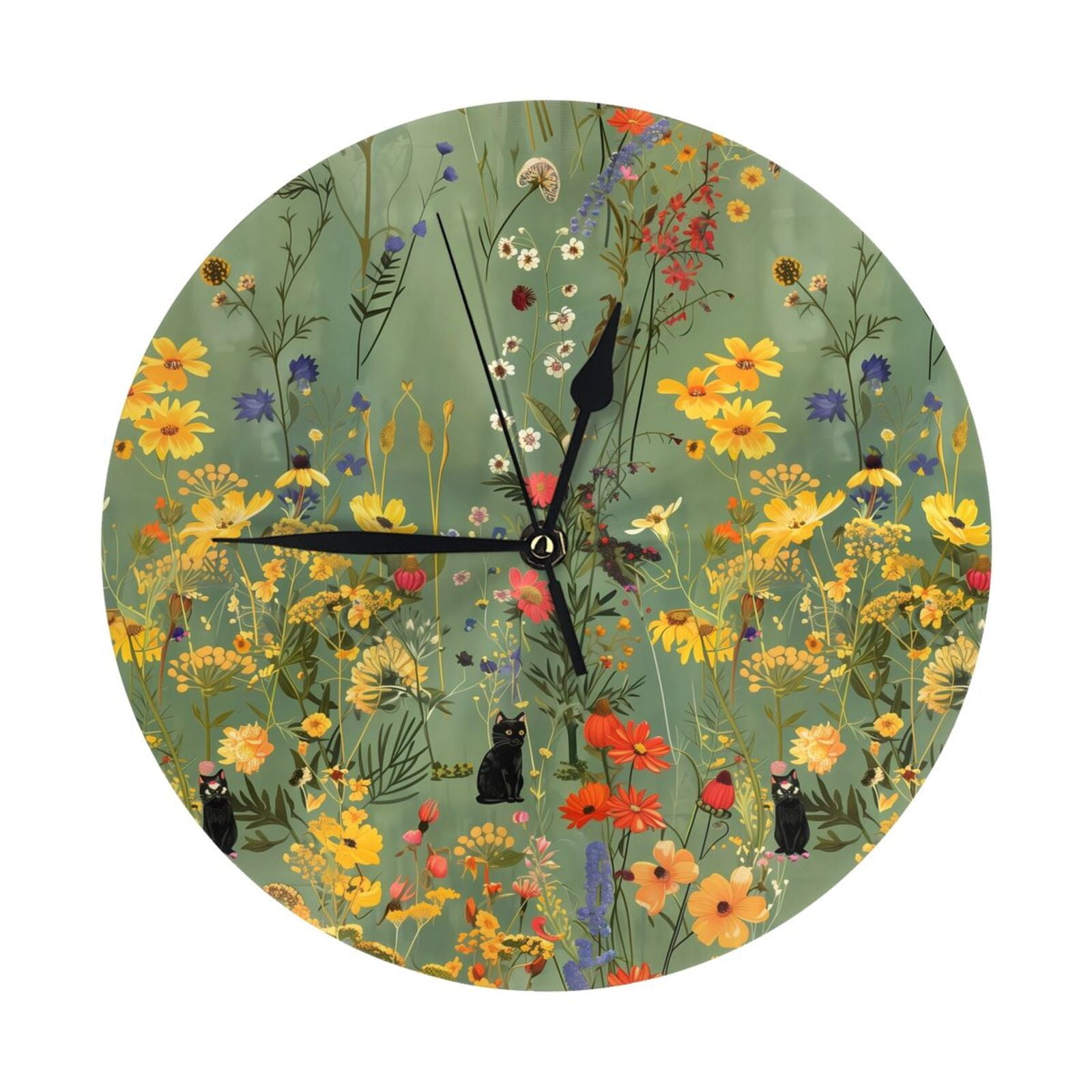 Wall Clock, Botanical Garden With Cats Wall Clocks Battery Operated ...